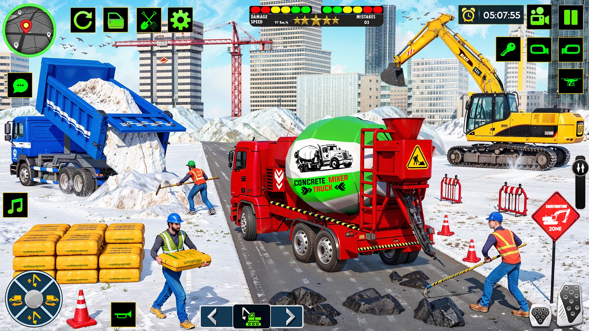 Snow Excavator Crane Simulator City Construction Bulldozer Plow Games ...