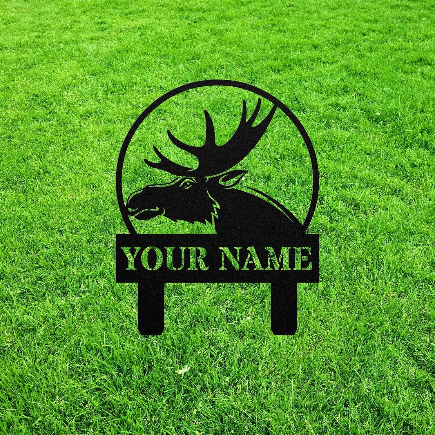 Amazon.com : Custom Moose Head Yard Sign Stake,Personalized Moose Metal ...