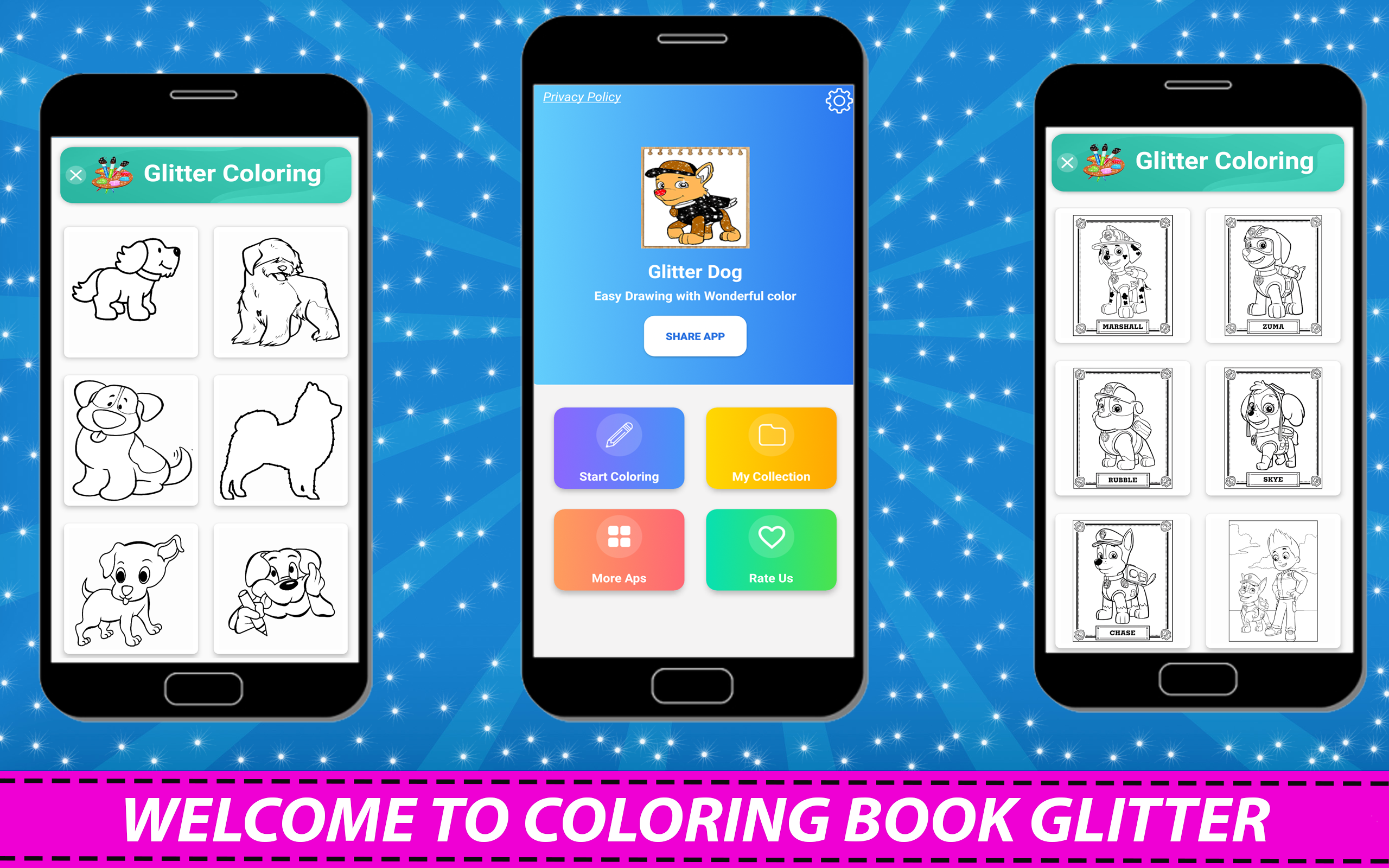 Dog Coloring Book Glitter Pages for Kids - App on Amazon Appstore