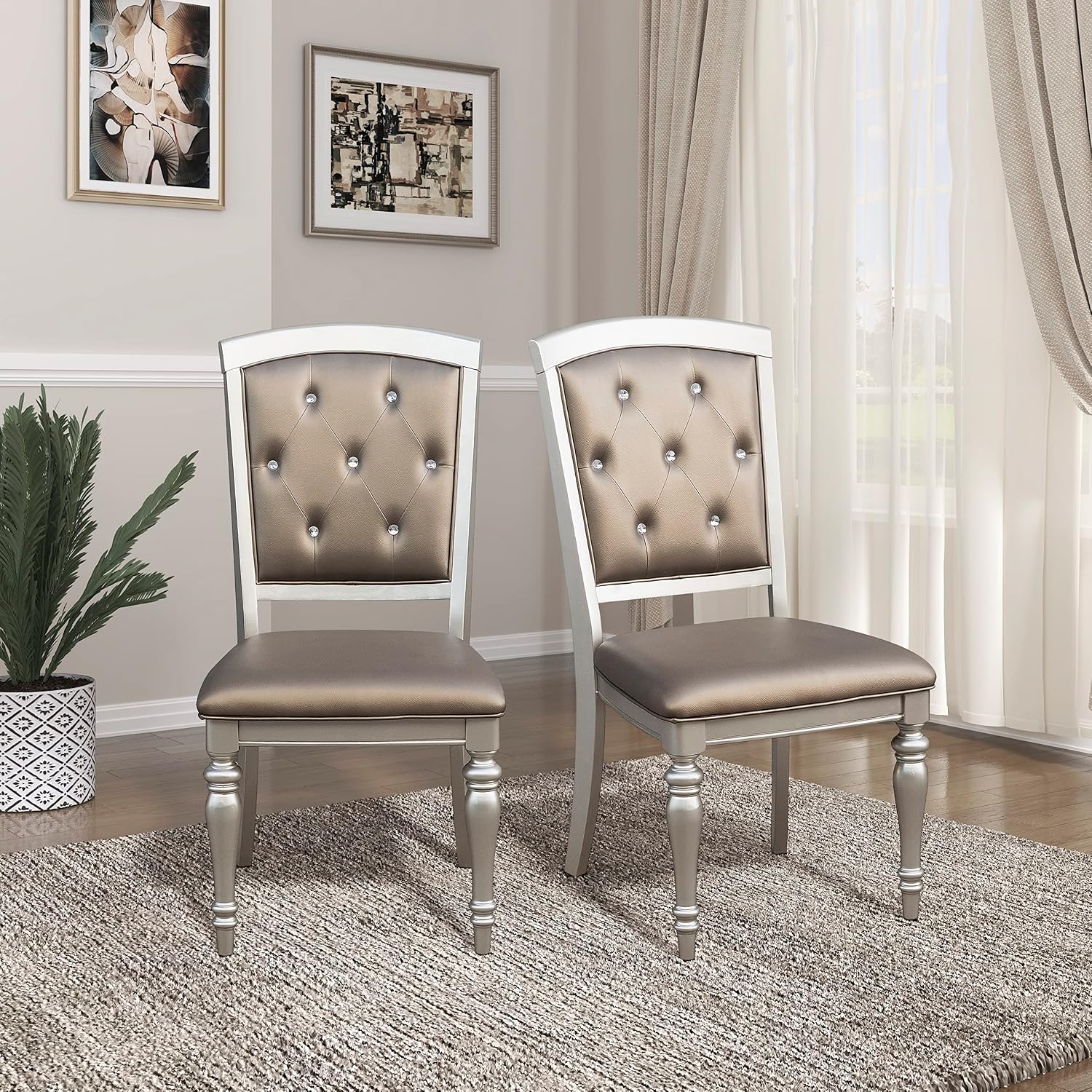 Amazon.com: Lexicon Creighton Dining Side Chair (Set of 2), Silver ...