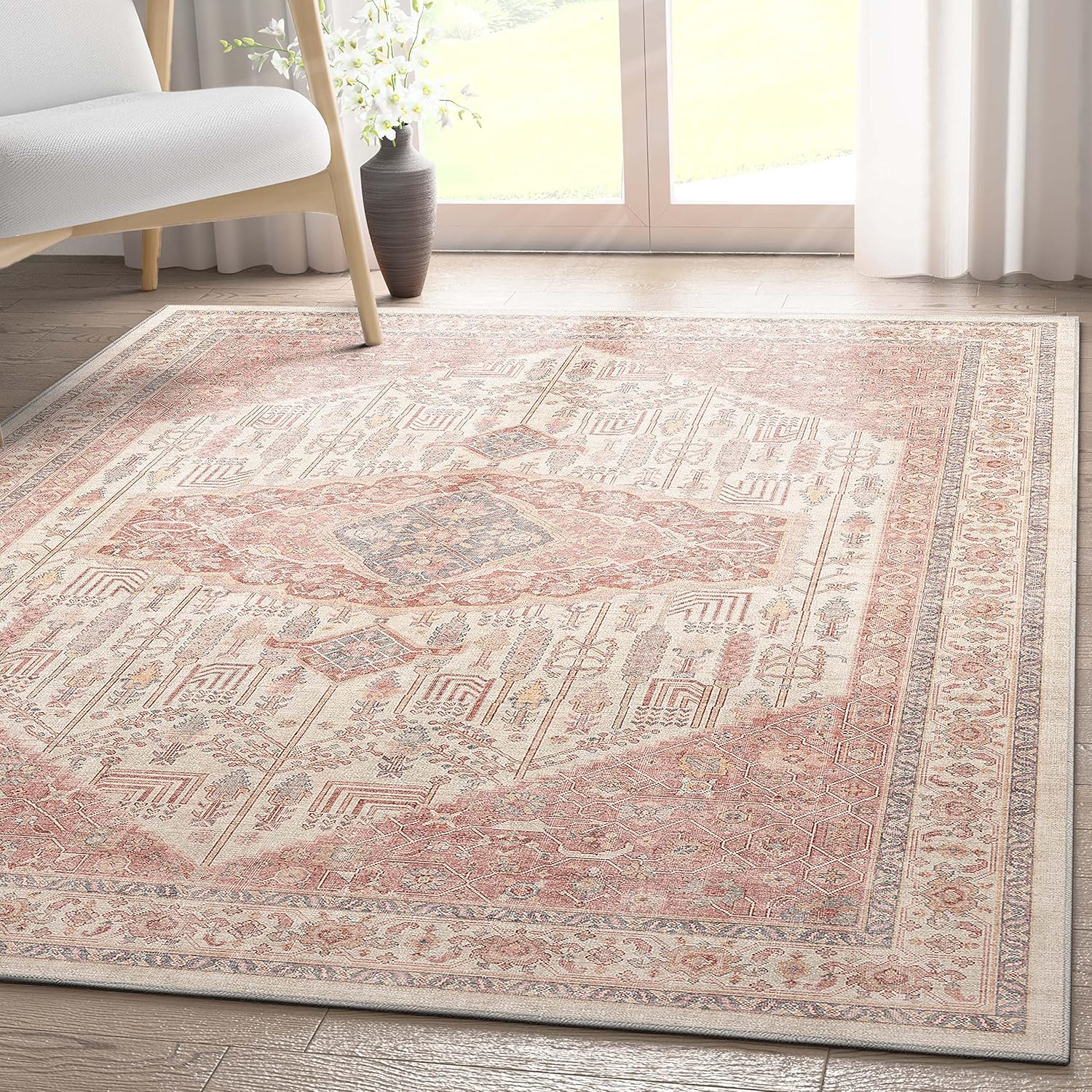 Amazon.com: Well Woven Apollo Flatwoven San Marino Beige Coral Area Rug ...