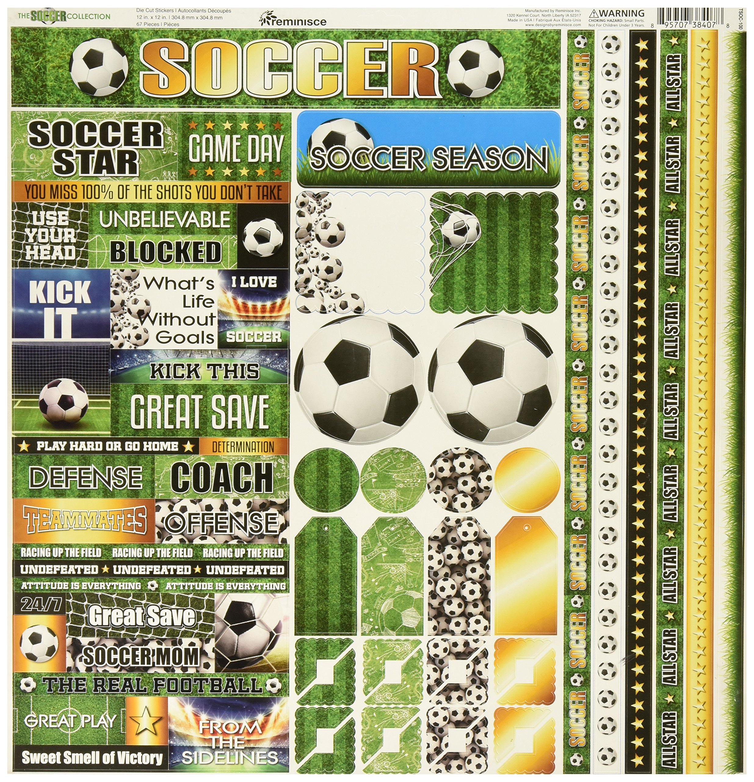 Amazon.com: Reminisce Soccer Variety Stickers 12"X12"