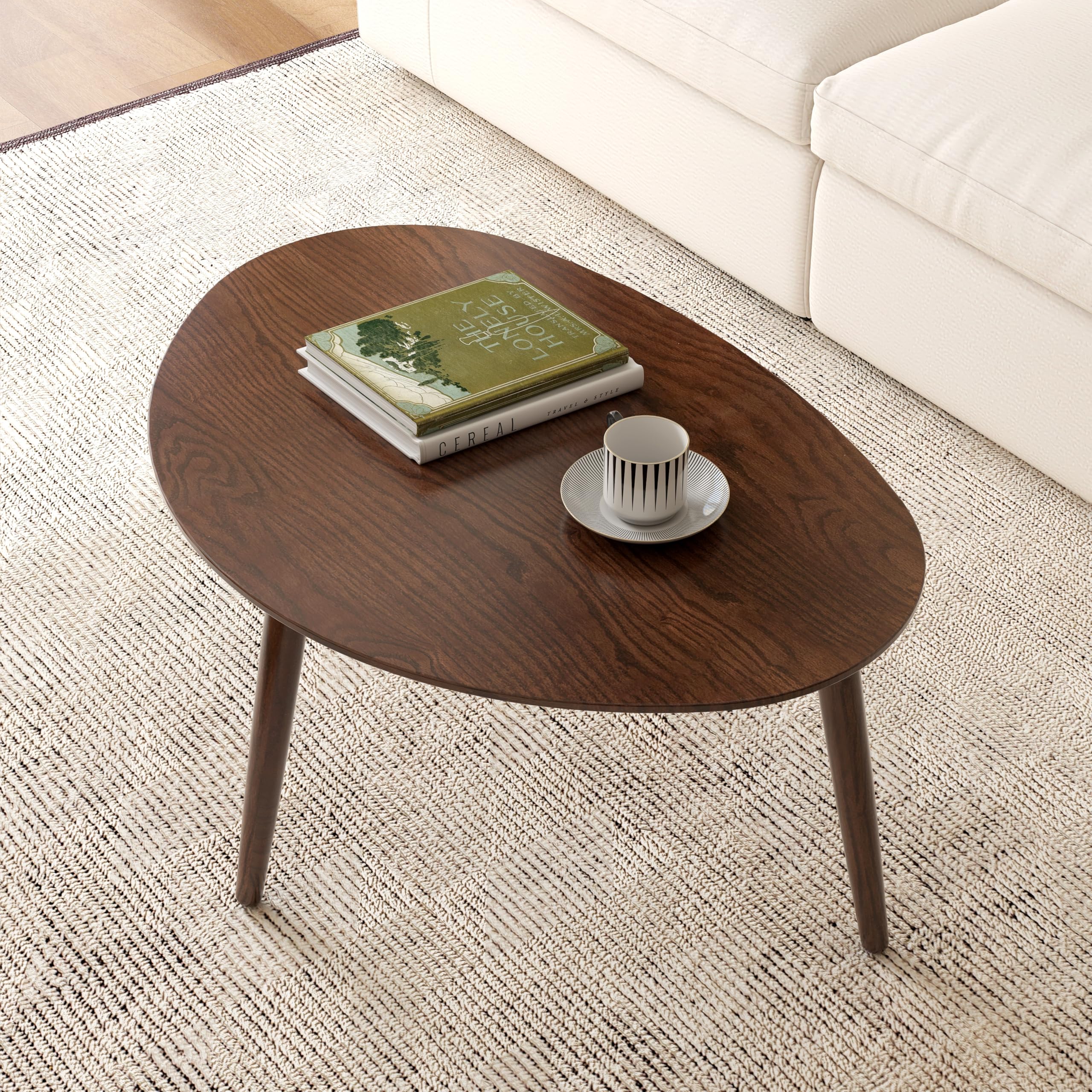 Amazon.com: Vadisun Small Oval Coffee Table, Mid Century Modern Coffee ...