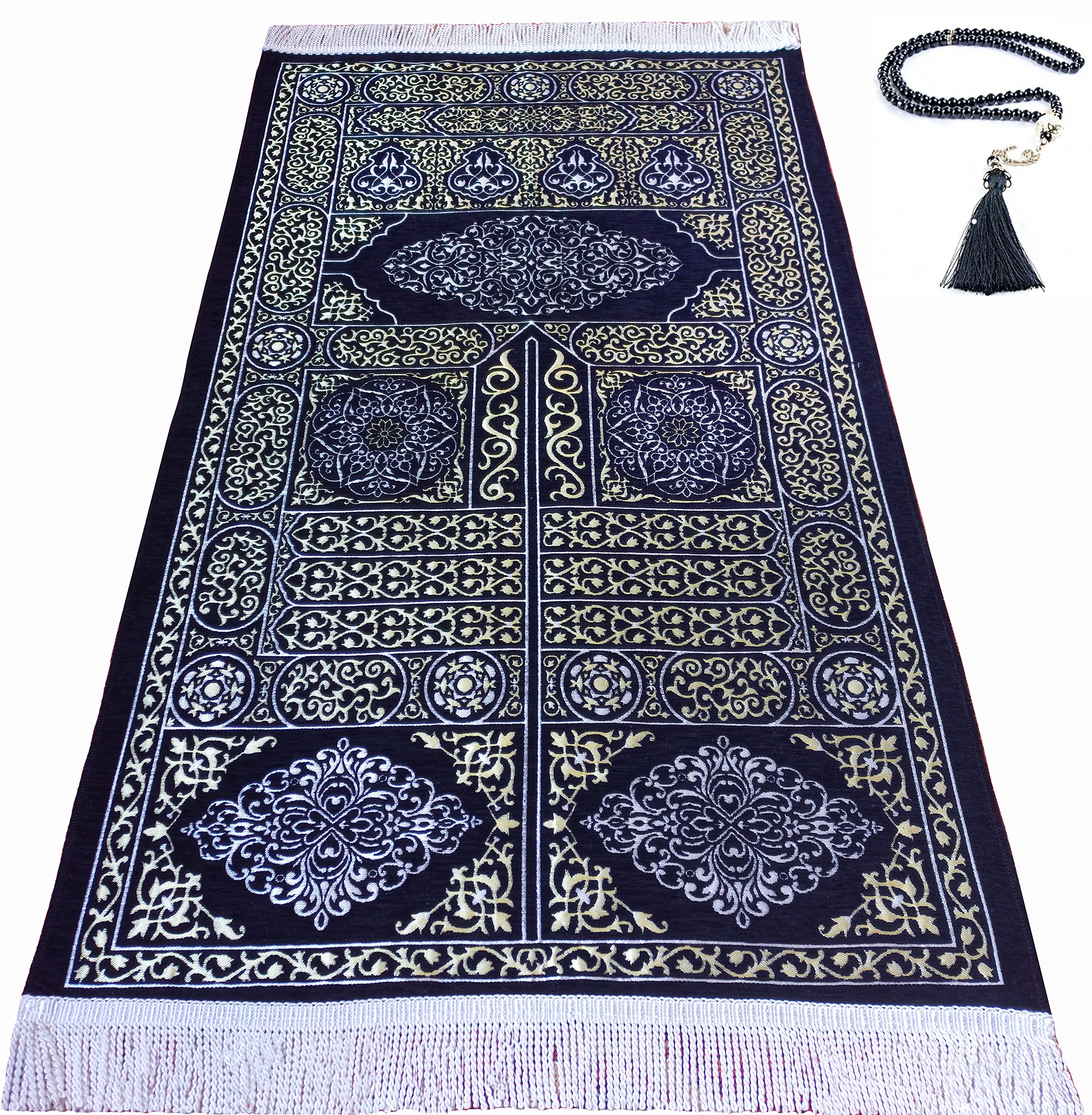 Buy Blue Mosque Kaaba Kiswah Inspired Prayer Mat | Sajjada Rug | Prayer ...