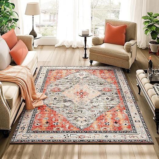 Amazon.com: Istana Rugs 3x5 - Red & Teal 3x5 Washable Rug - Kid & Pet ...