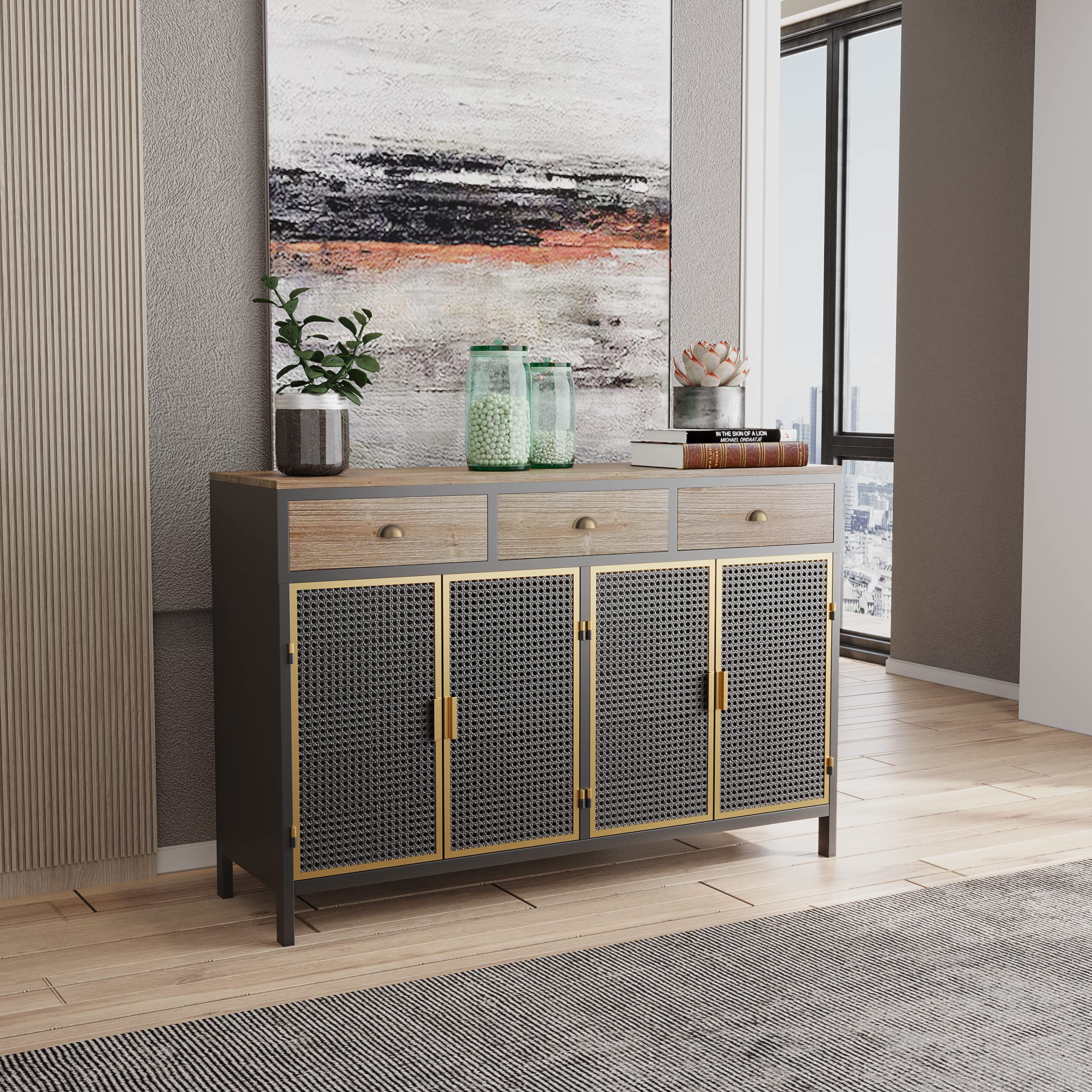 Snapklik.com : Smuxee 48" Wide Sideboard, Freestanding Buffet Cabinet
