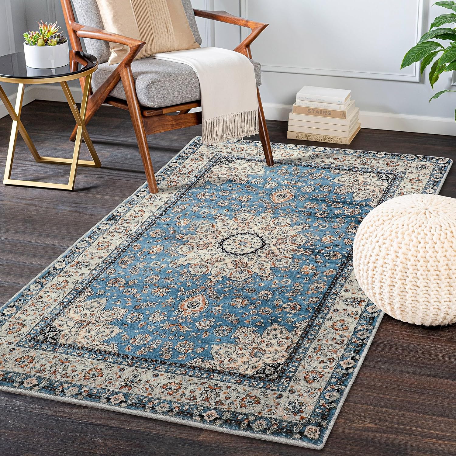 Amazon.com: Lahome Oriental Floral Medallion Area Rug - 3x5 Blue ...