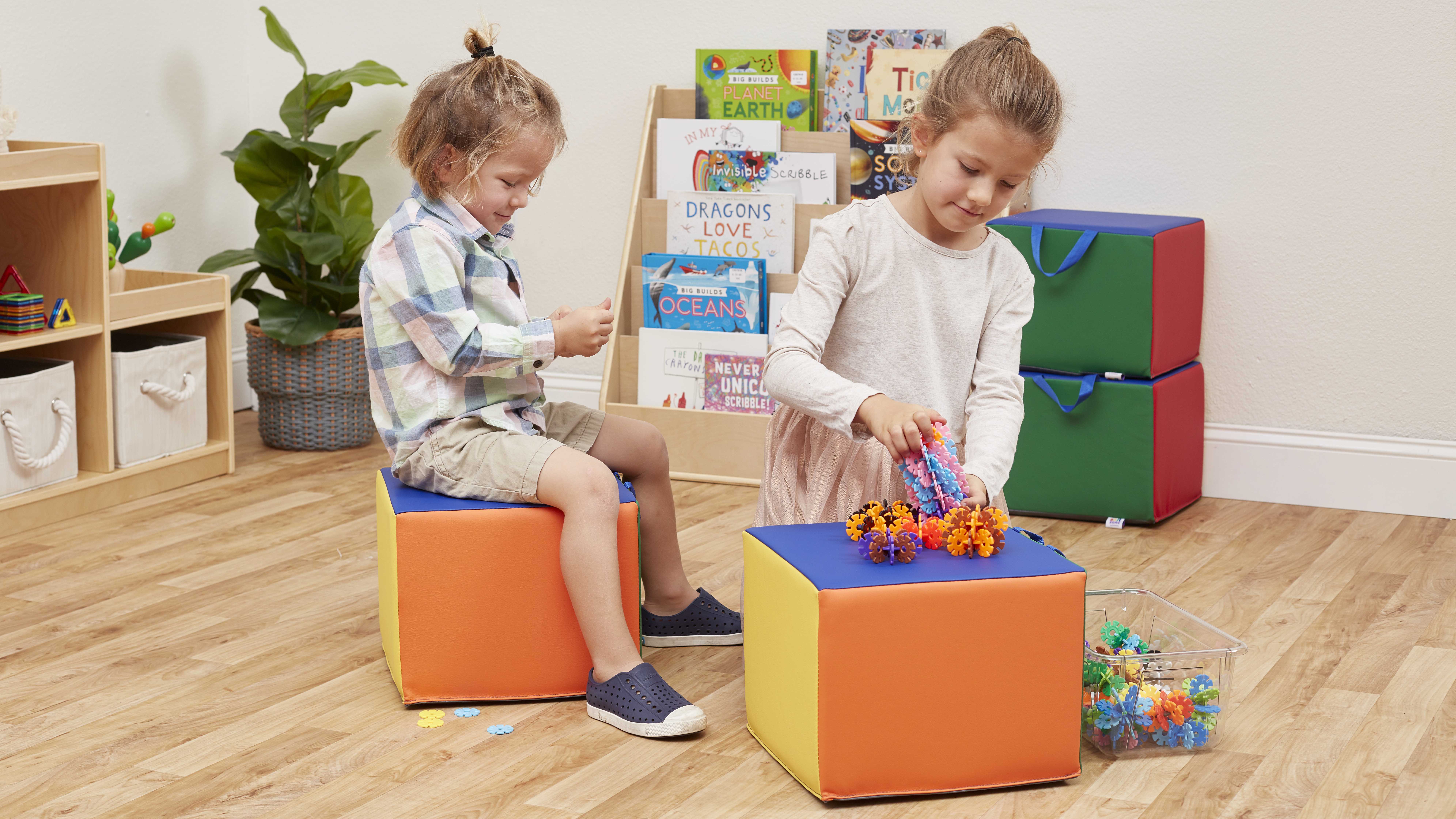 Reading Nook Chair ECR4Kids SoftZone Toddler Stools - 6-Piece Modular ...