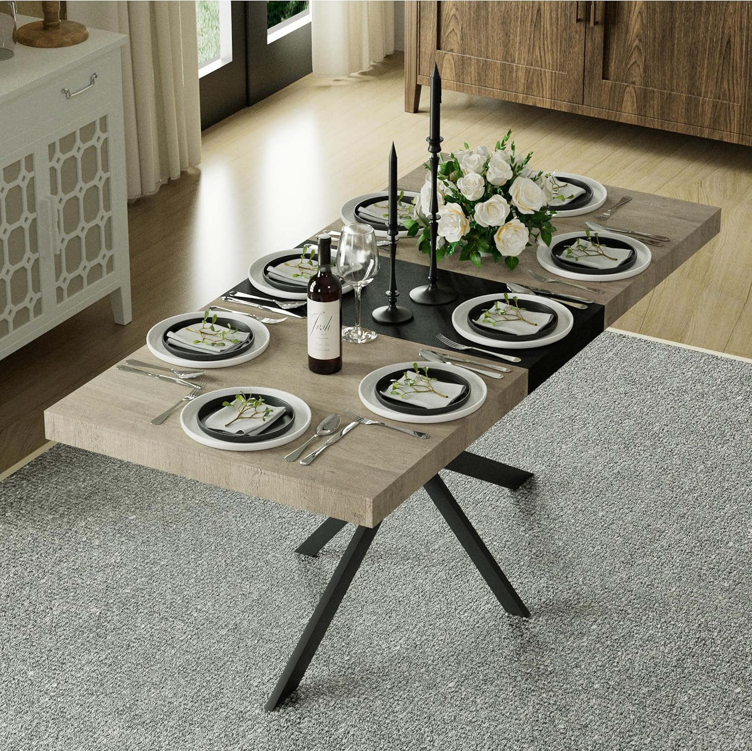 Amazon.com - RGZ Extendable Dining Table for 4 6 8, 55"-70" Modern ...