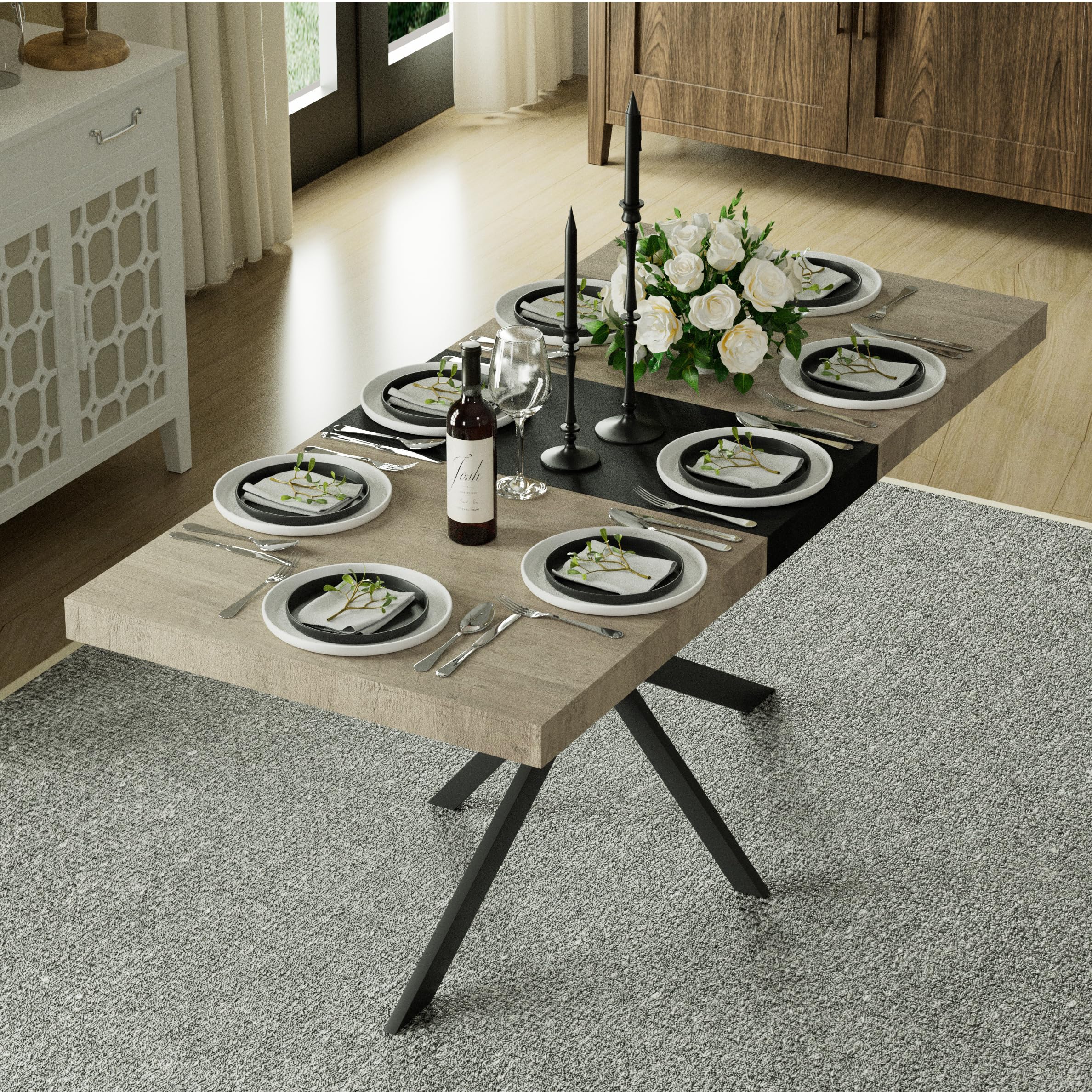 Amazon.com - RGZ Extendable Dining Table for 4 6 8, 55"-70" Modern Farmhouse Wooden Expandable ...