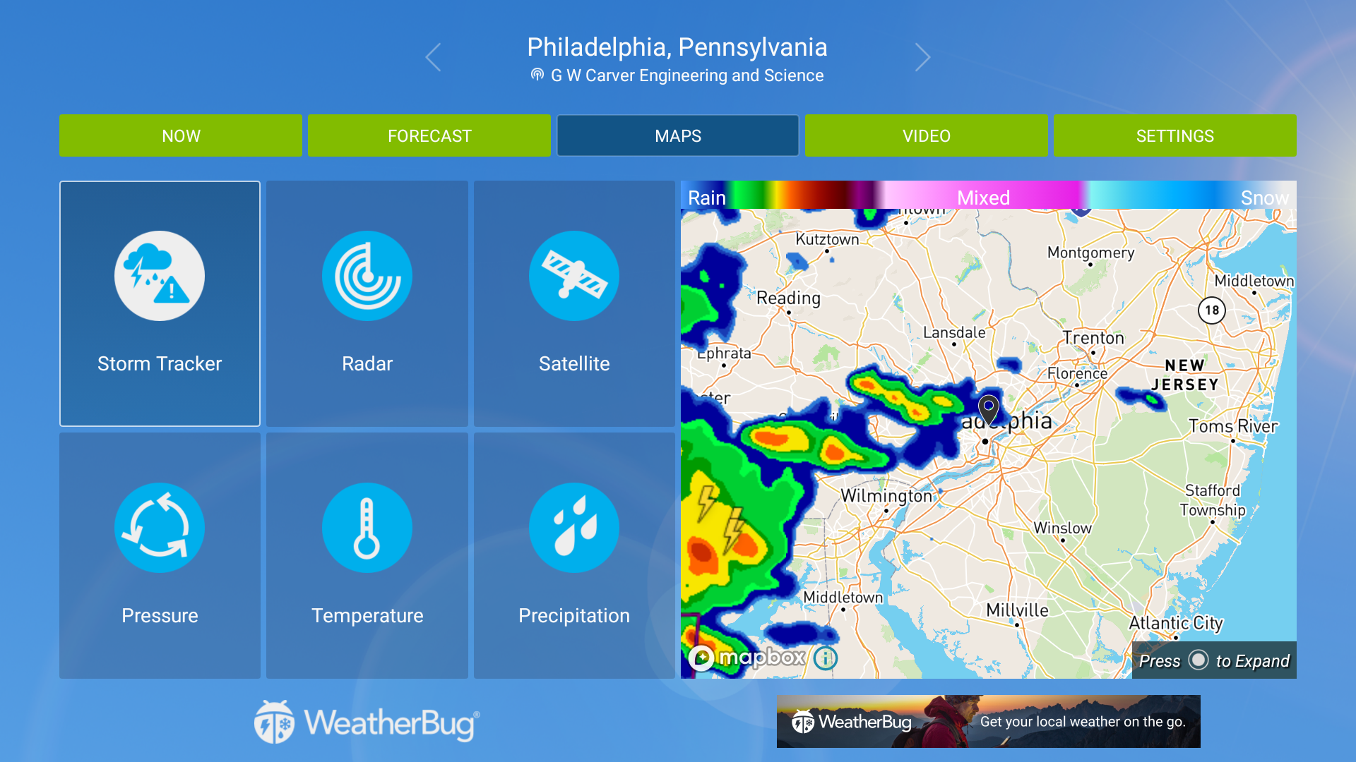 WeatherBug on FireTV: Real Time Forecast & Radar - App on Amazon Appstore