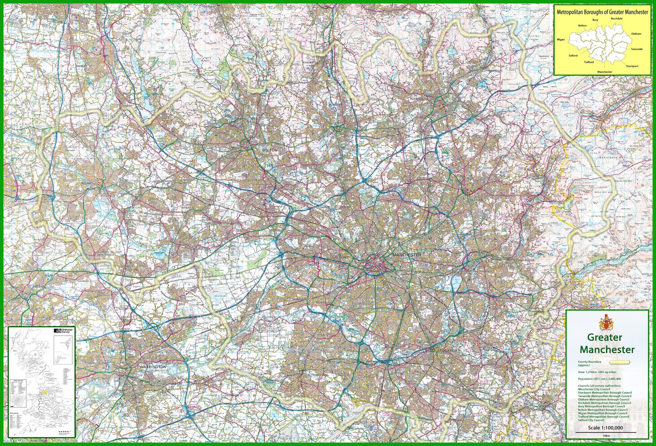 Manchester Map Physical Map