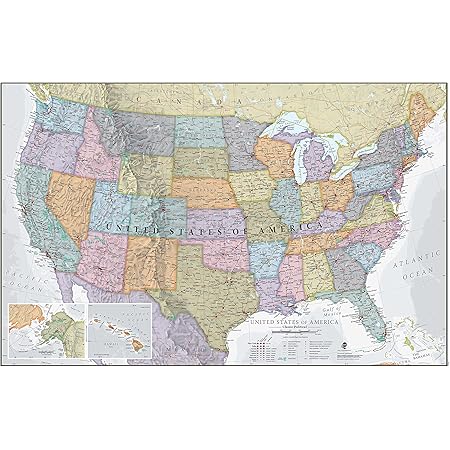 USA Map Classic - Front Sheet Lamination - 91.4 (w) x 61 (h) cm - Maps ...