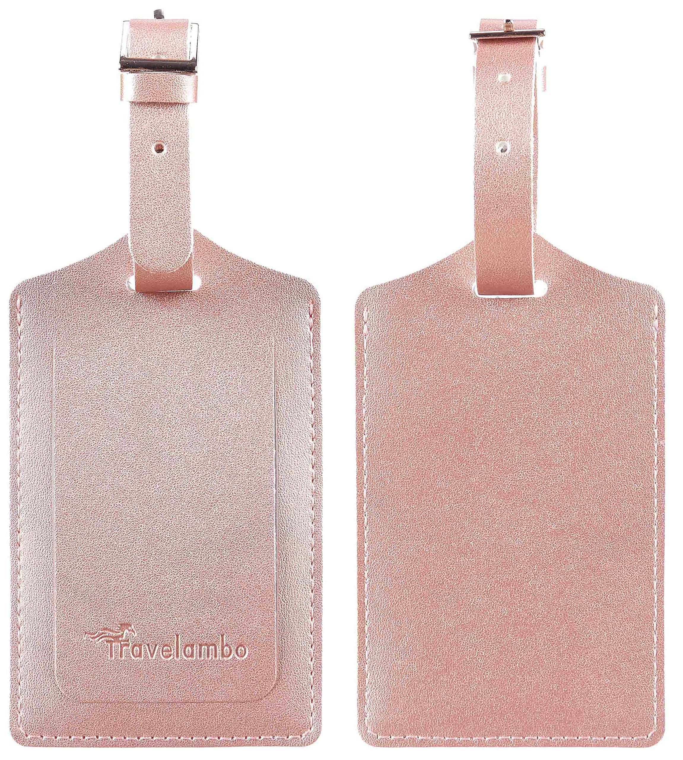 Amazon.com: Travelambo Luggage Tags for Suitcases Faux Leather Privacy ...