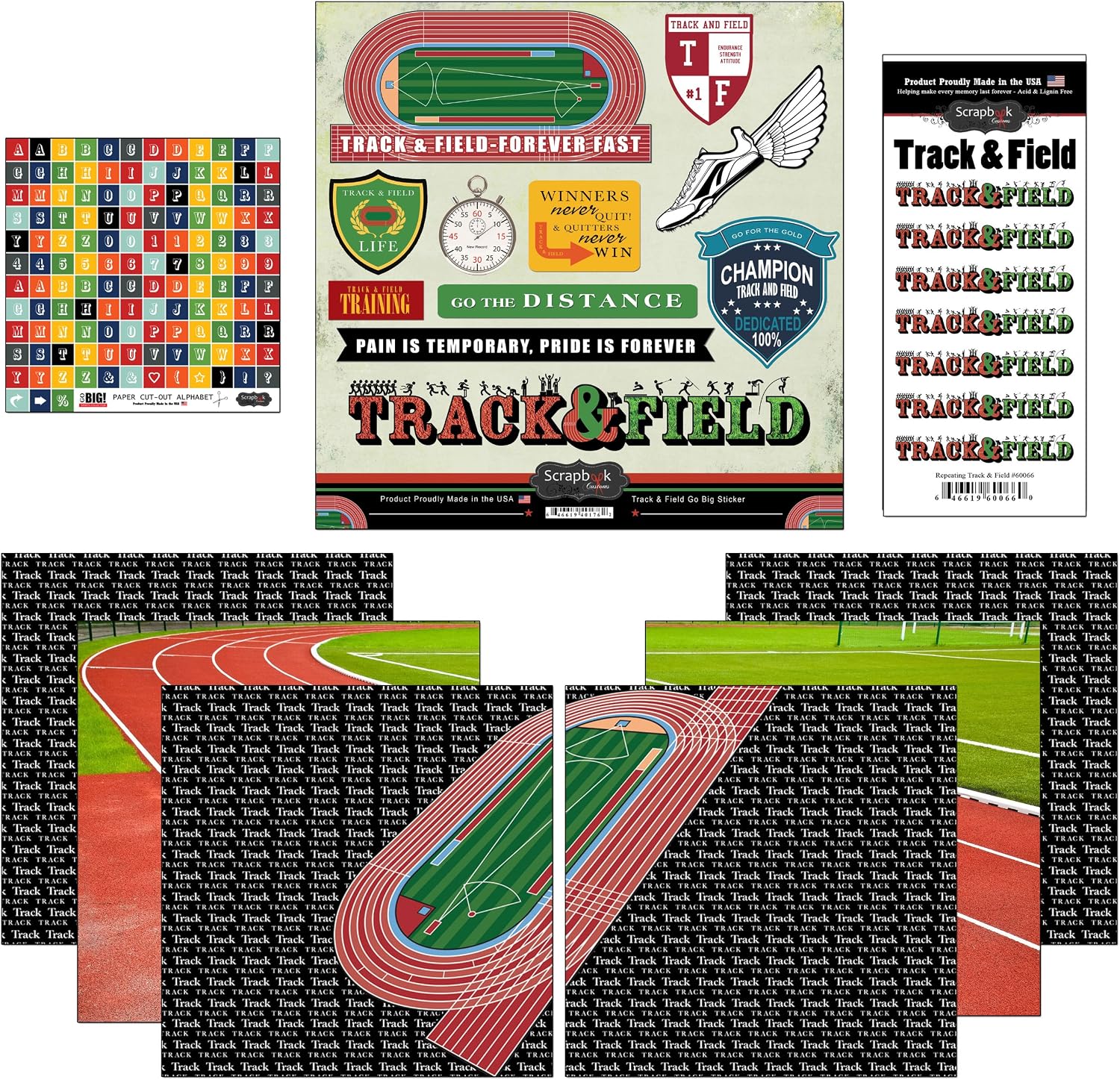 Amazon.com: Scrapbook Customs Go Big Track and Field Themed Paper and ...