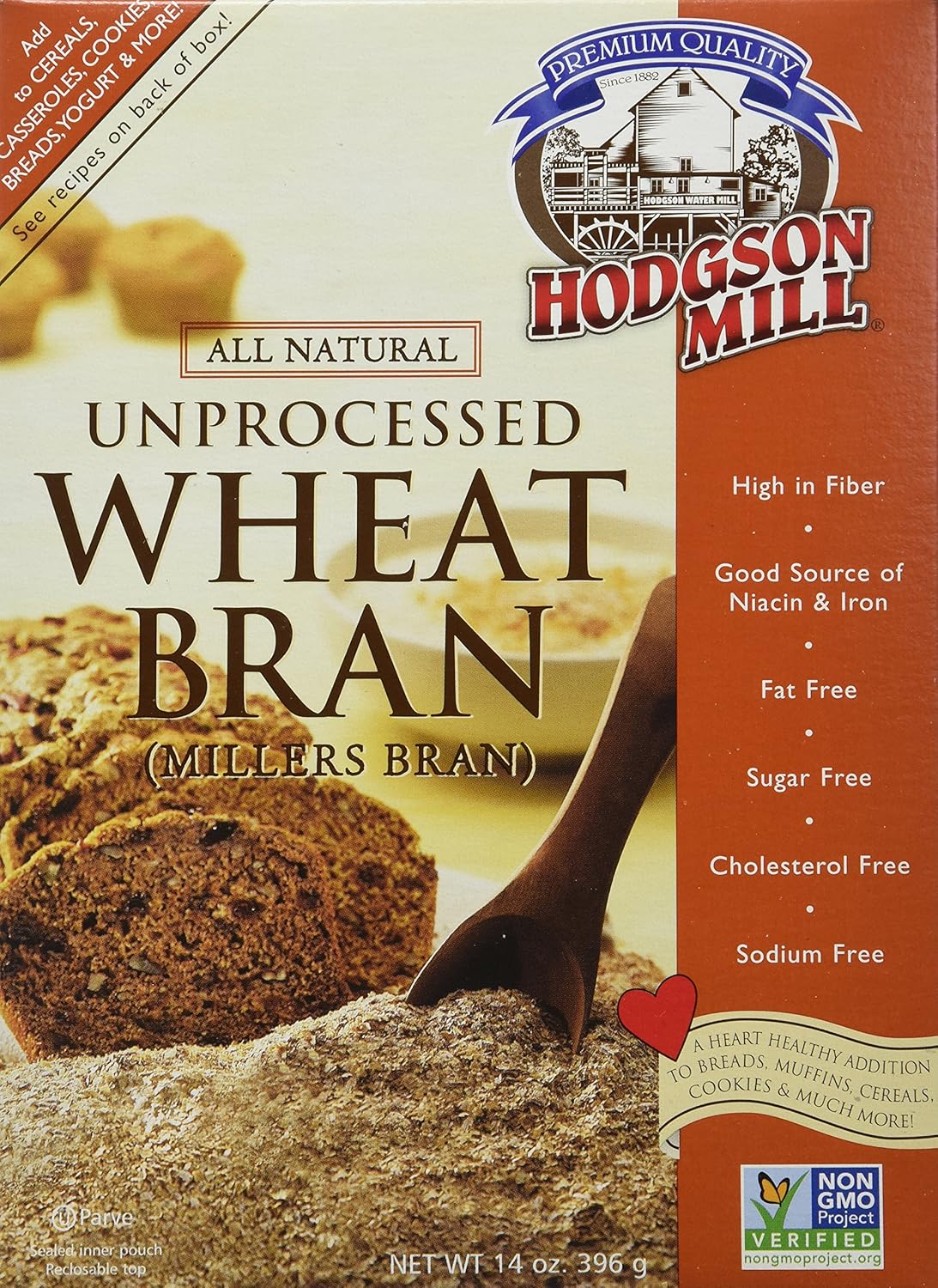 Amazon.com : Hodgson Mill Wheat Bran Unprocessed, 14-Ounce (Pack of 6 ...