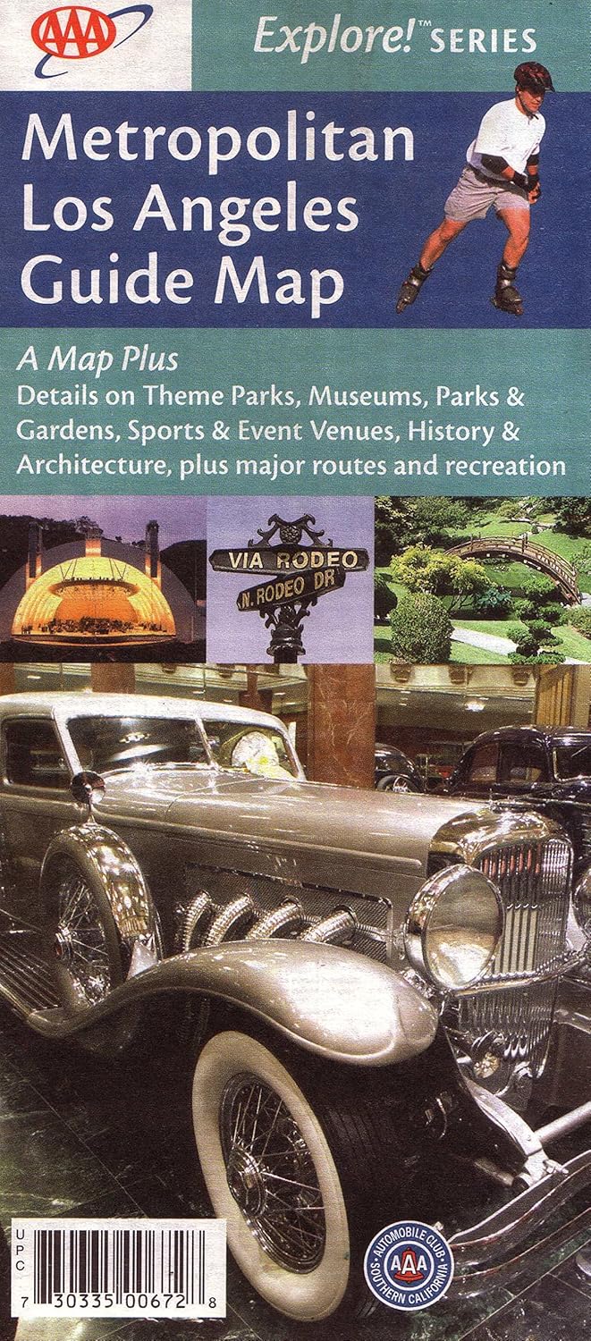 AAA Metropolitan Los Angeles Guide Map: Details on Theme Parks, Museums ...