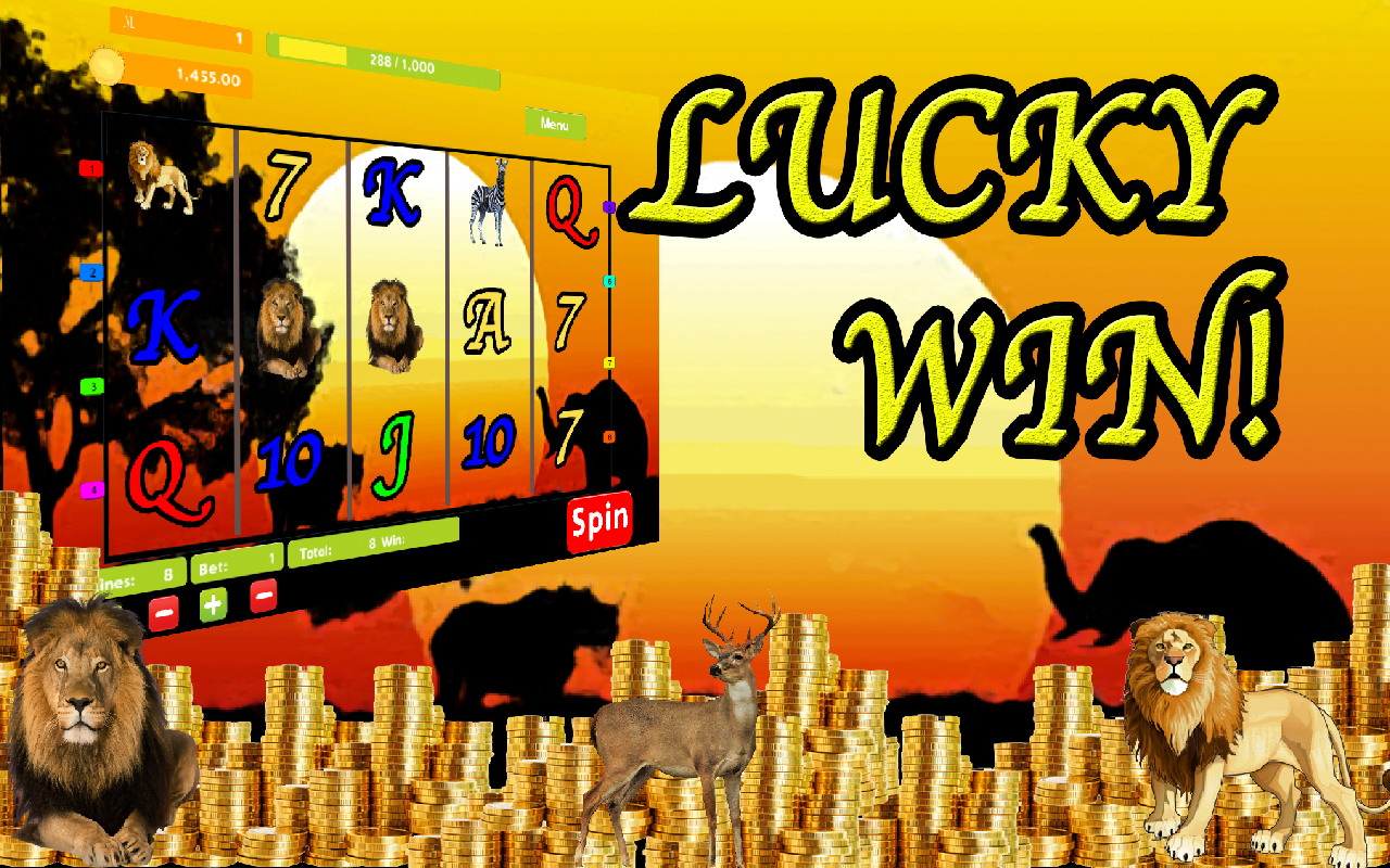 Sunset Africa Lion King Lucky Progressive Jackpot Casino Poker Slot ...