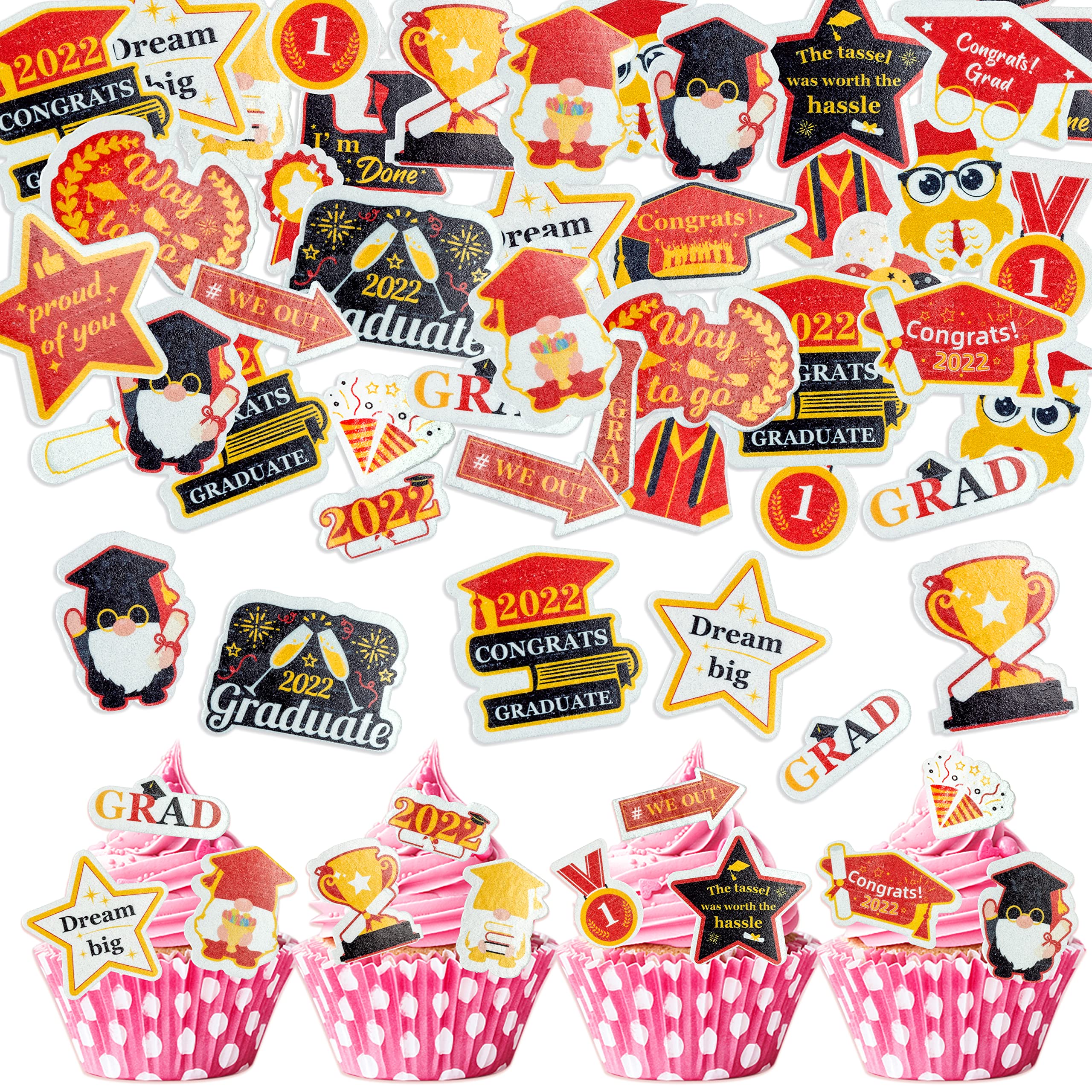 324 Pieces Graduation Cake Decorations Edible Cupcake Toppers Class Of ...