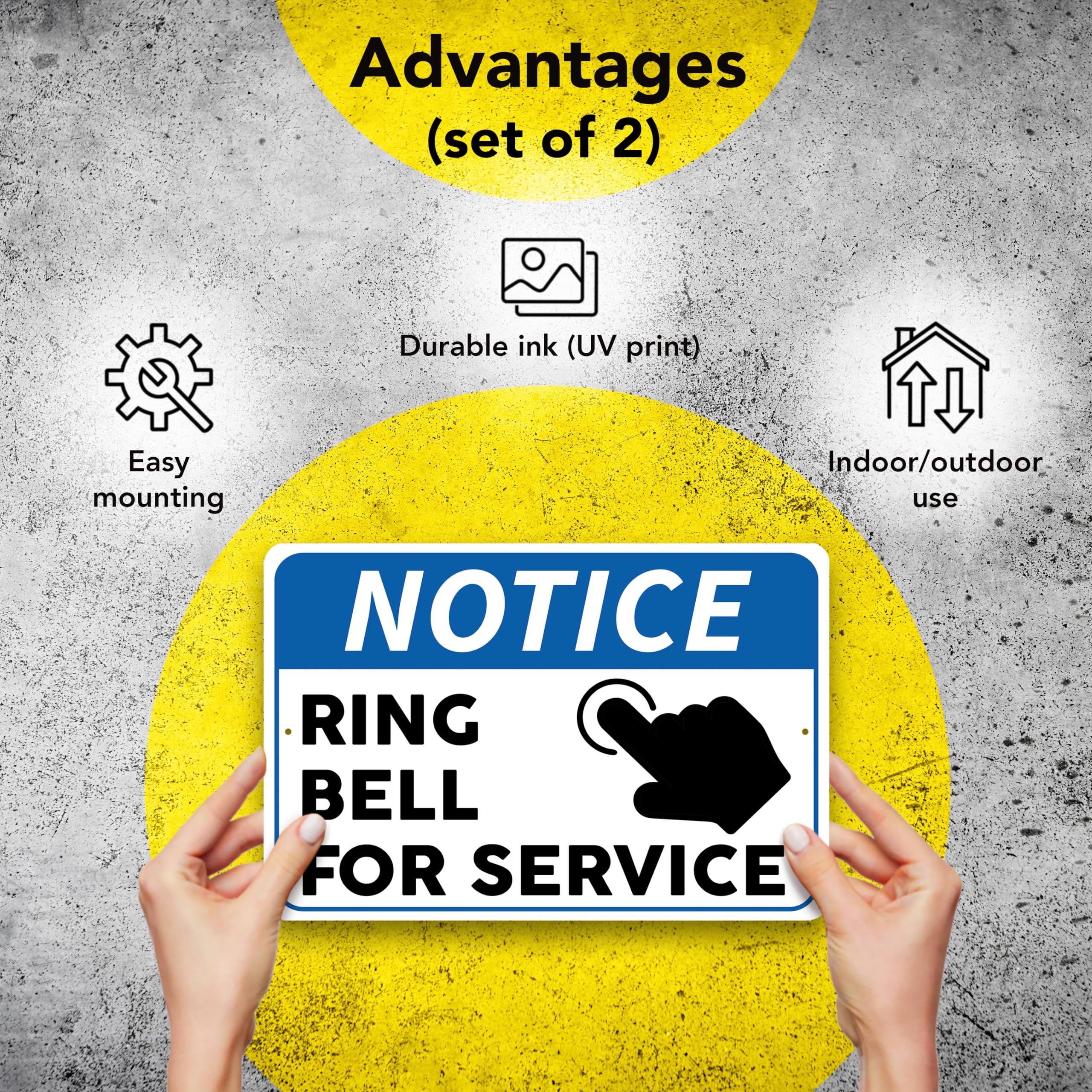 Snapklik.com : 2 PC Ring Bell For Service Signs - 7 X 10 Aluminum ...