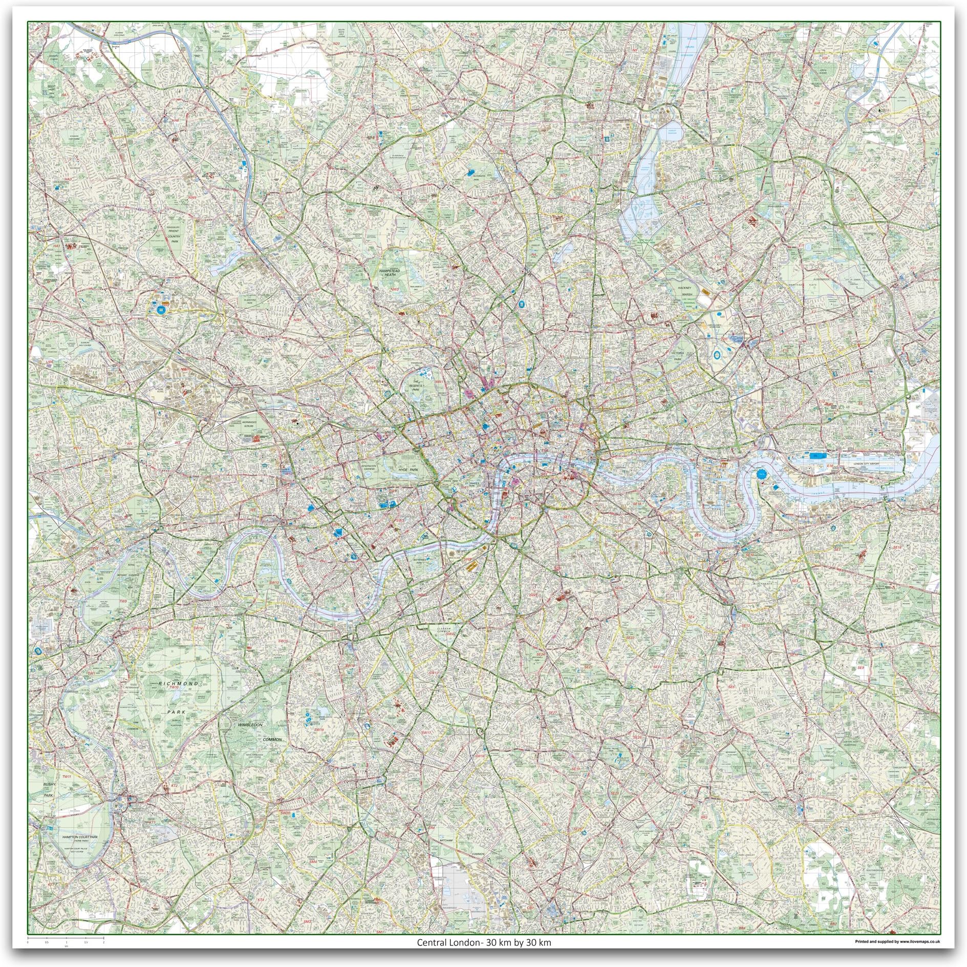 A-Z London Master Plan - Centre - 40" x 30.25" Laminated Wall Map ...