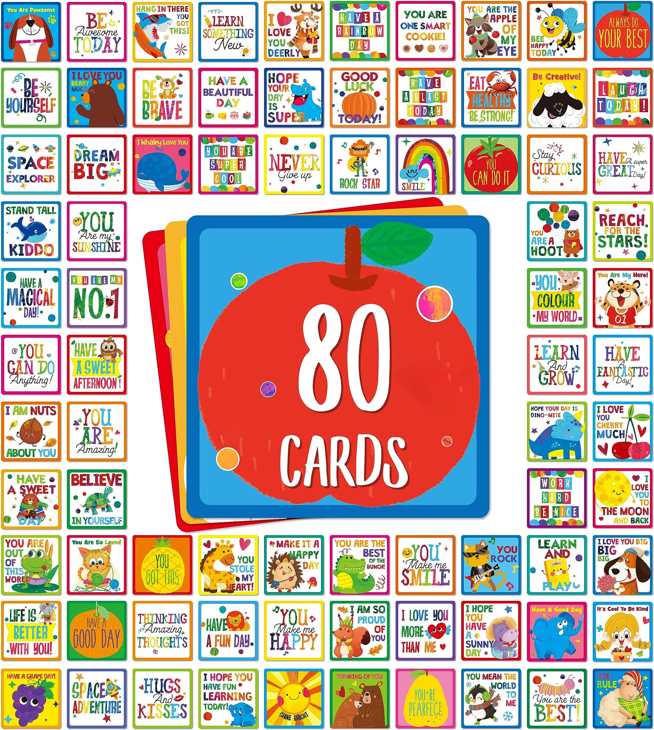 Amazon.com: 80 PCS Lunch Box Notes for Kids, Inspirational Words with ...