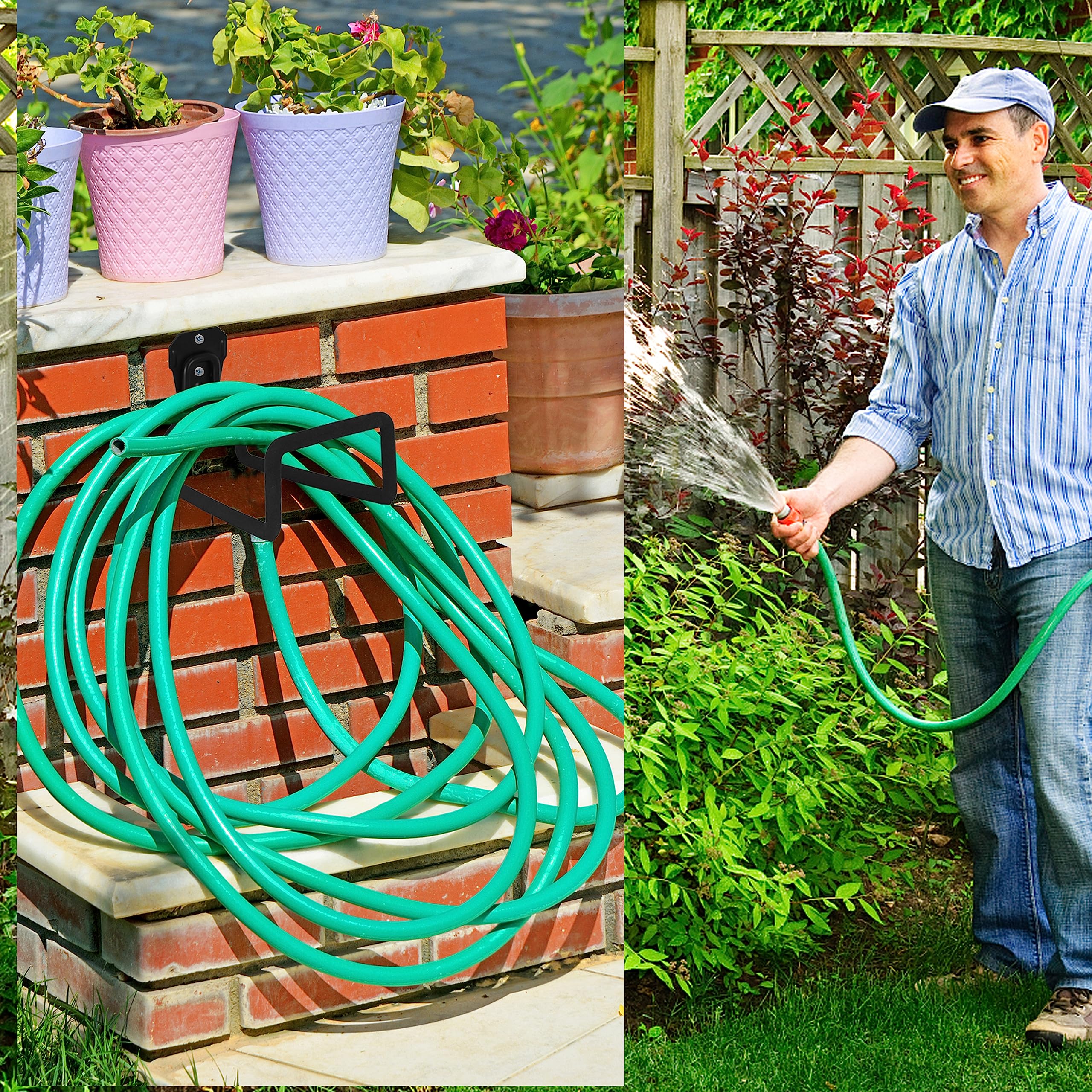 Snapklik.com : PHYEX 2 Pack Garden Hose Holder Wall Mount, Metal Hanger
