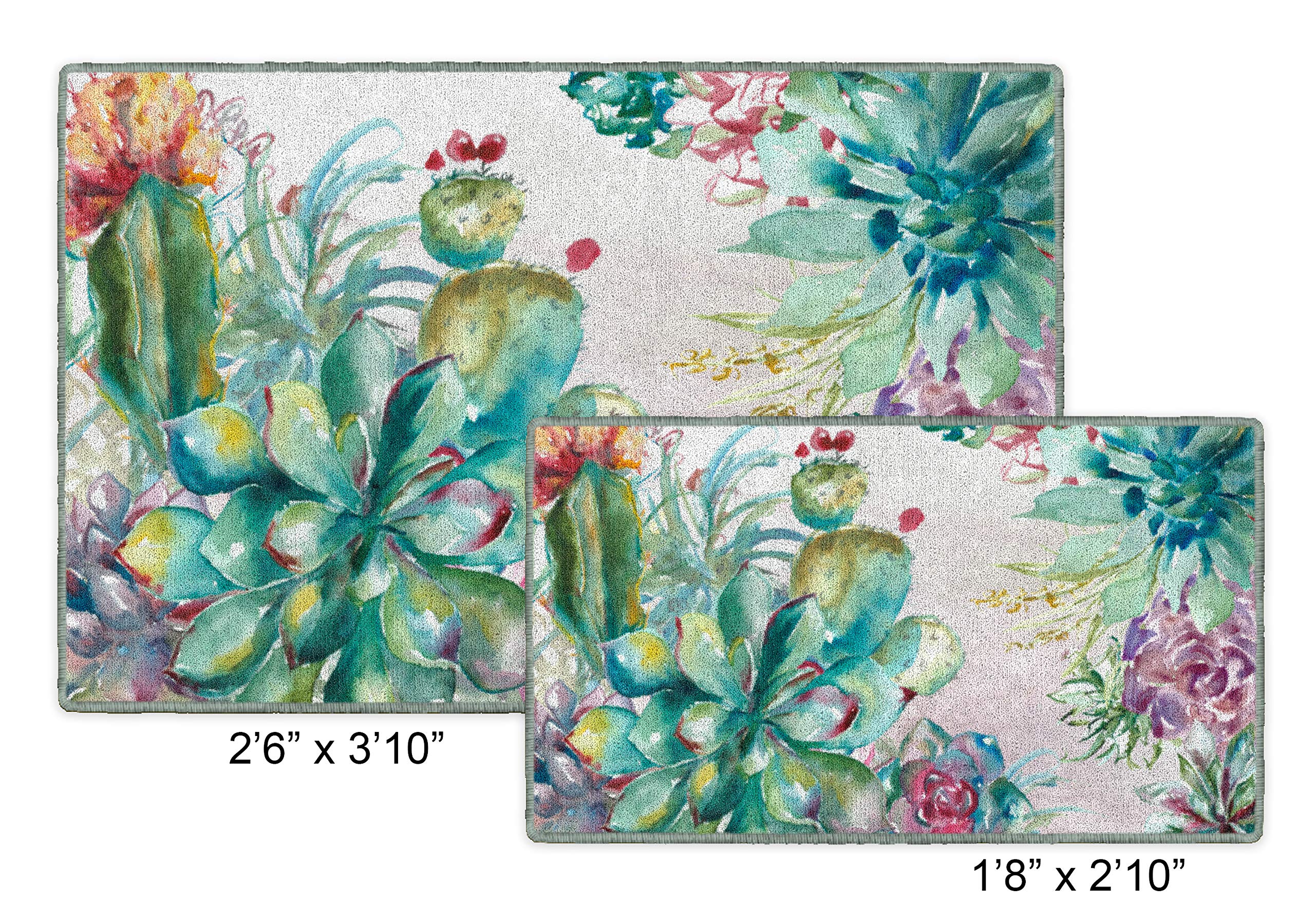 Brumlow Mills Succulent Floral Garden Area Rug for Dining Room or ...