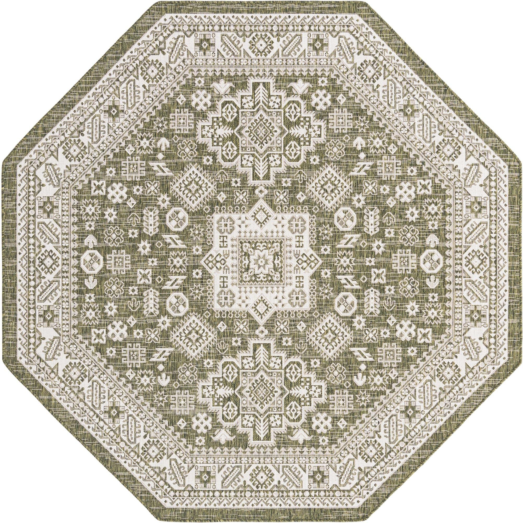 Amazon.com: Rugs.com Outdoor Aztec Collection Rug – 8 Ft Octagon Green ...