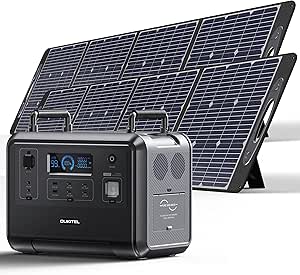 OUKITEL P1201 Tragbare Powerstation 1200W mit 2 x 220 W Solarpanel，960Wh Solargenerator LiFePO4 ...