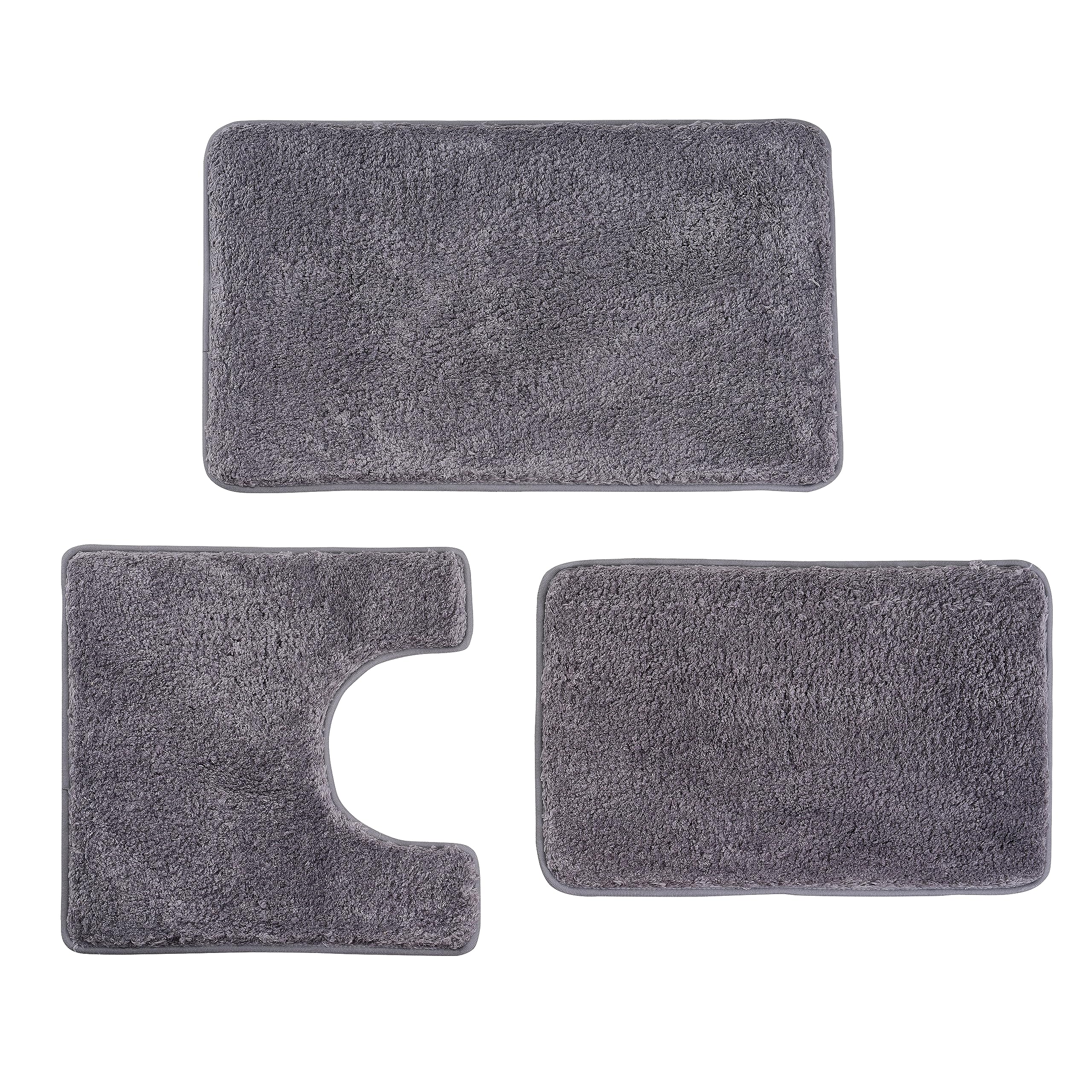 Bathroom Rugs Sets 3 Pieces Microfiber - Upgrade Non-Slip TPR Bottom ...