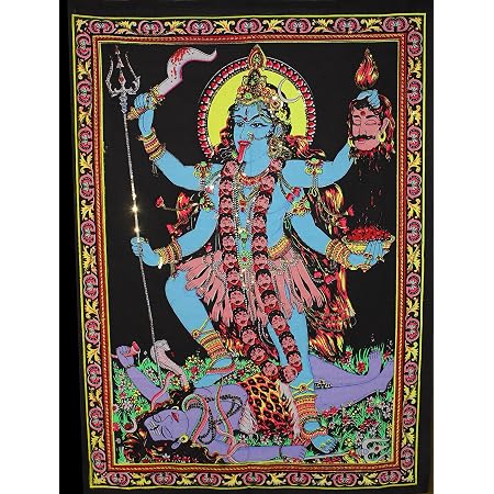 Amazon.com: Huge Cotton Fabric Goddess Kali 43" X 30" Tapestry : Home ...