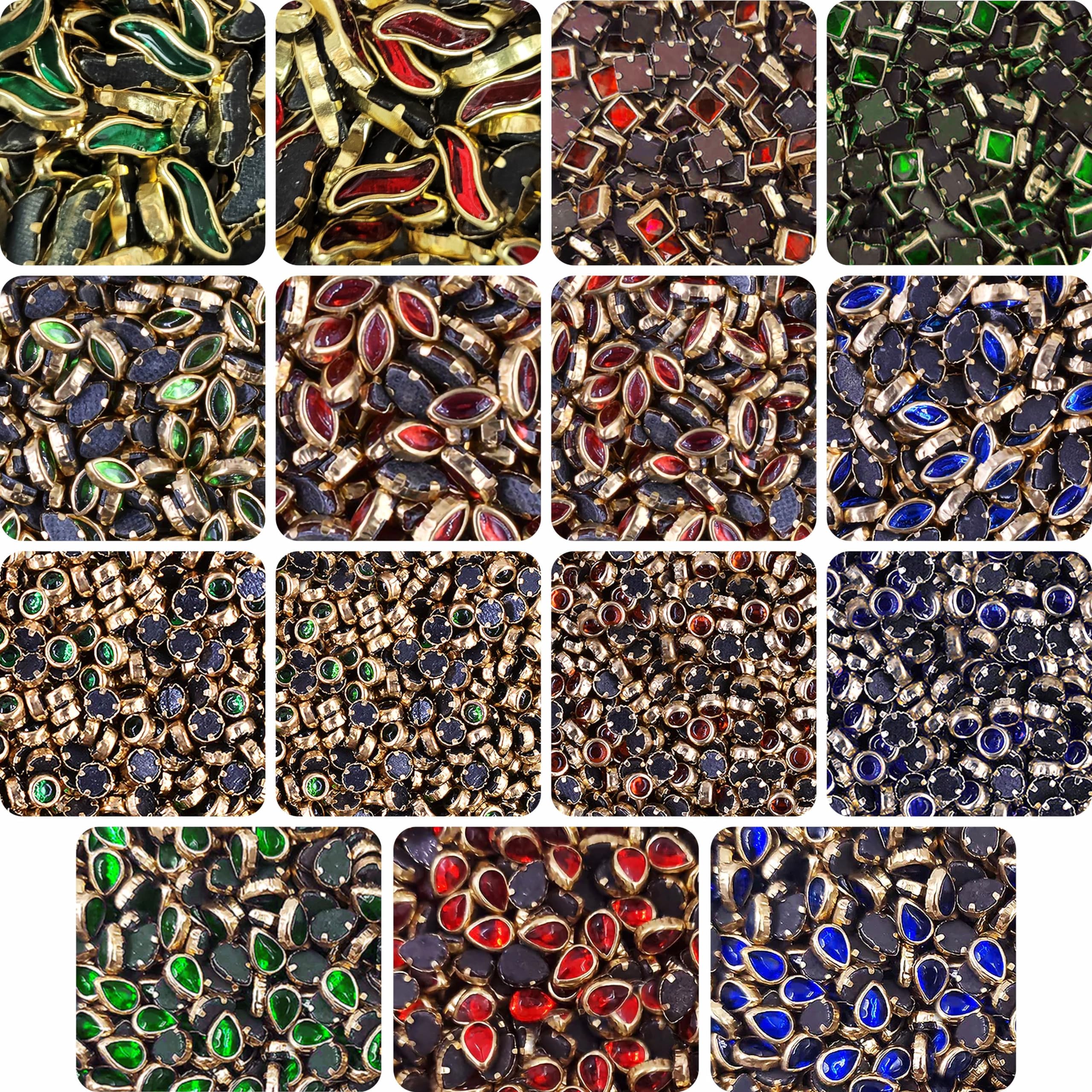 INDIKONB Kundan Stone Multicolour Set - Sparkling Glass-Fitting Stones ...