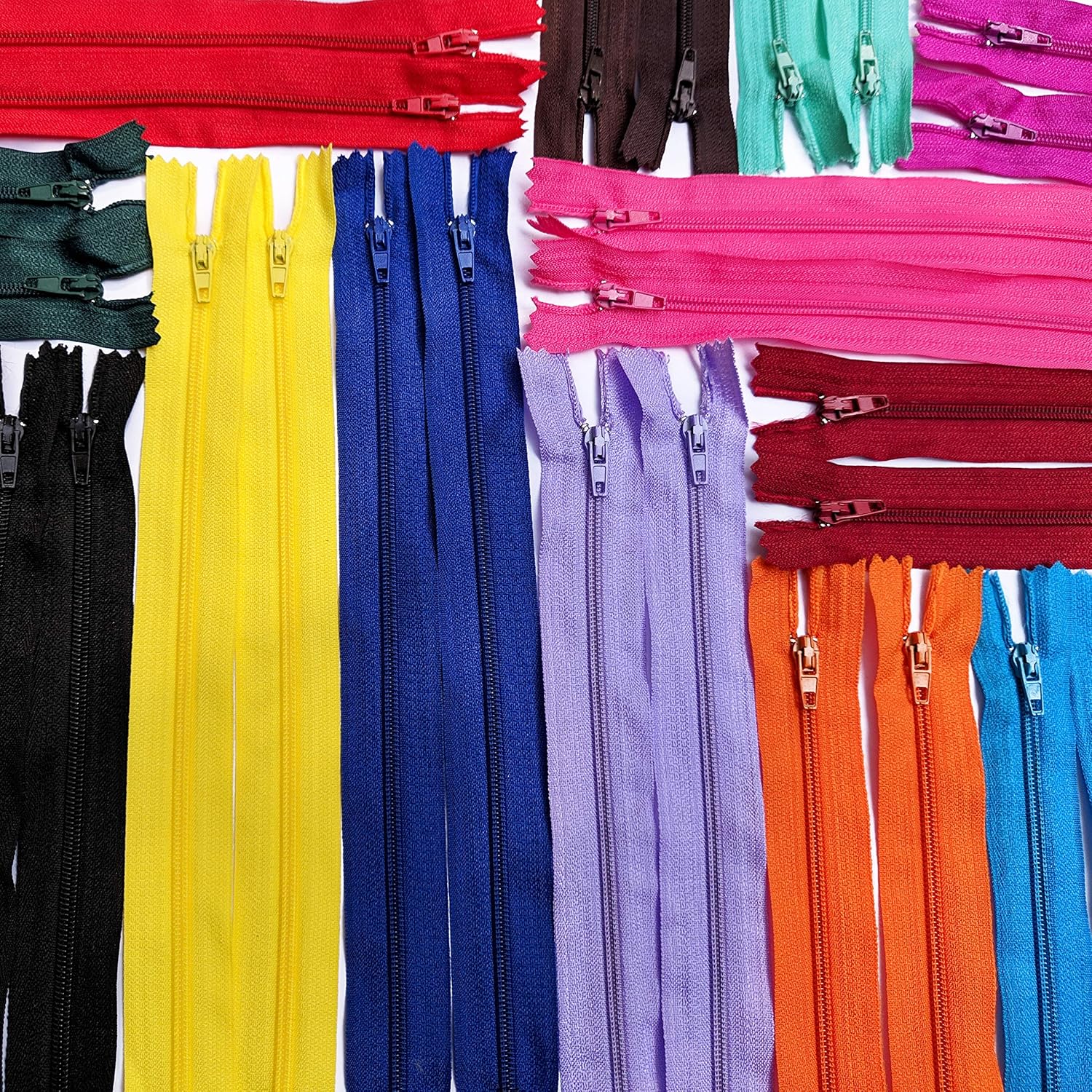 KGS Nylon Zipper for Sewing Crafts | Assorted 20 Colors | 20 Zippers ...