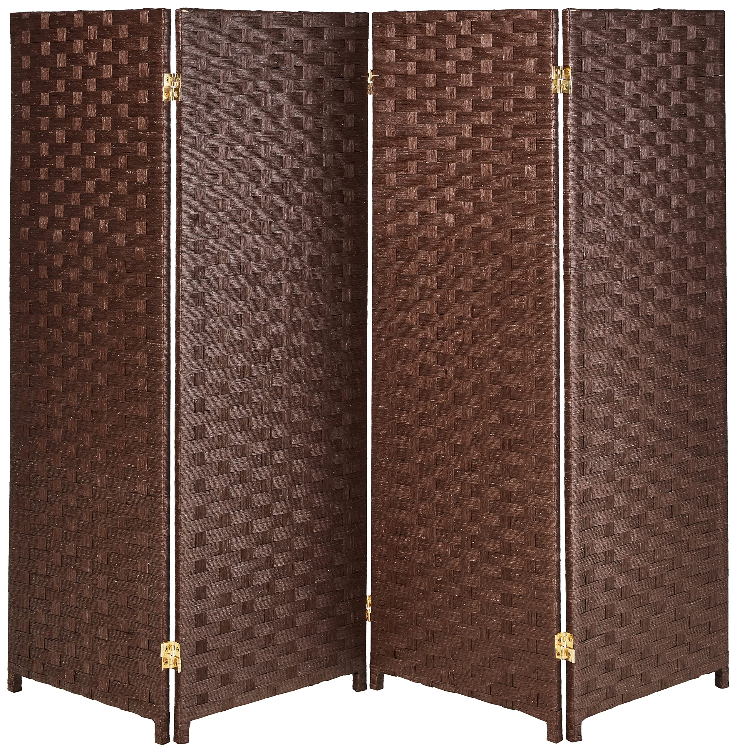 4 ft. Short Woven Fiber Folding Screen - Dark Mocha - 4 Panel