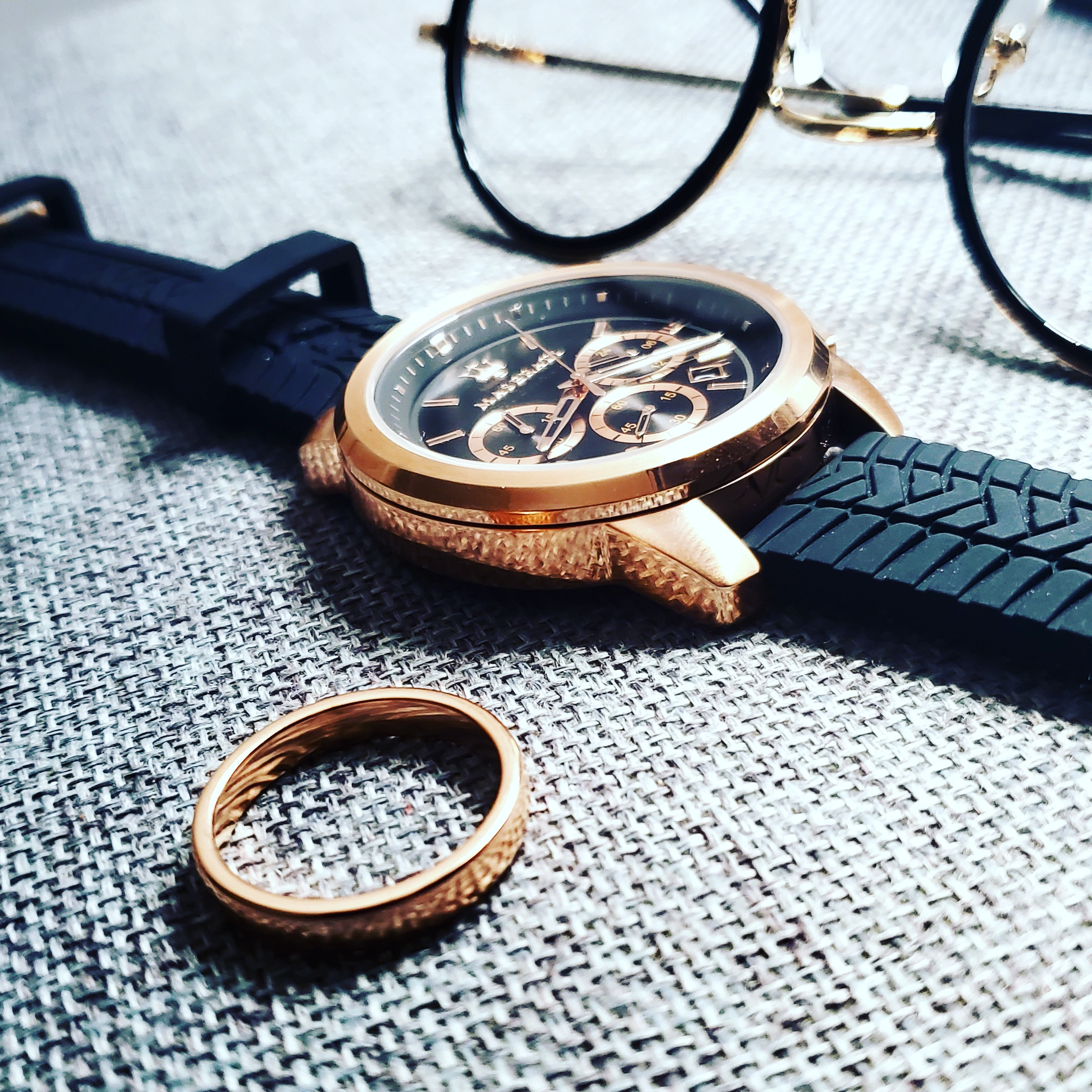 Maserati Men's Stainless Steel, Rose Gold PVD, Silicone Watch, Successo ...