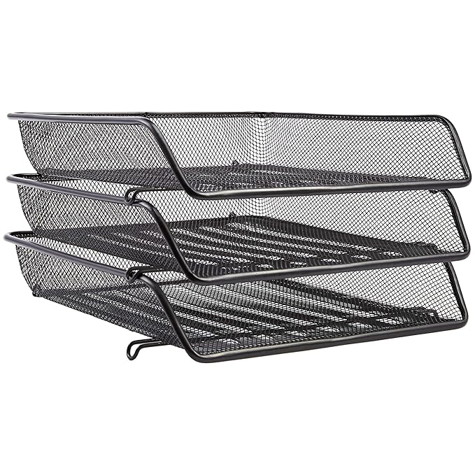 AmazonBasics Mesh Triple Stacking Office Tray Organizer : Amazon.in ...