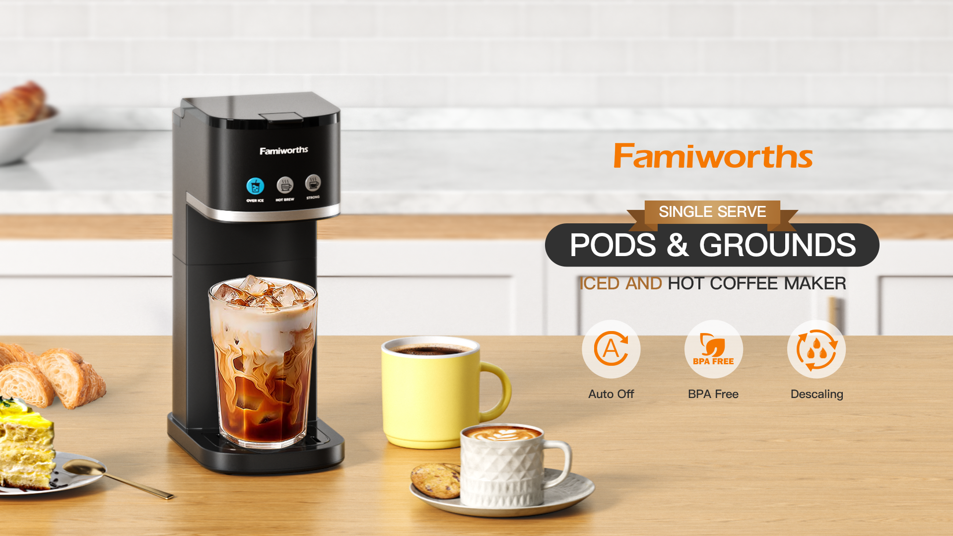 Famiworths Single Serve Coffee Maker for K pods & Grounds