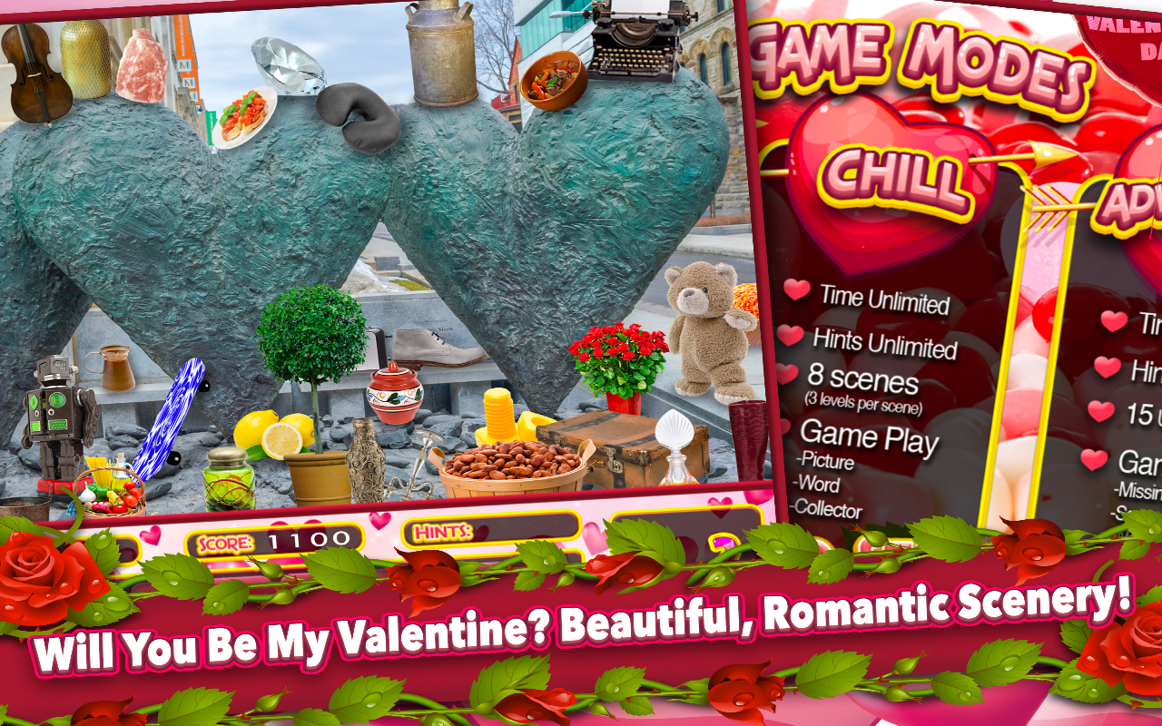 Hidden Objects Valentines Day - Heart Gardens Seek and Find Object ...