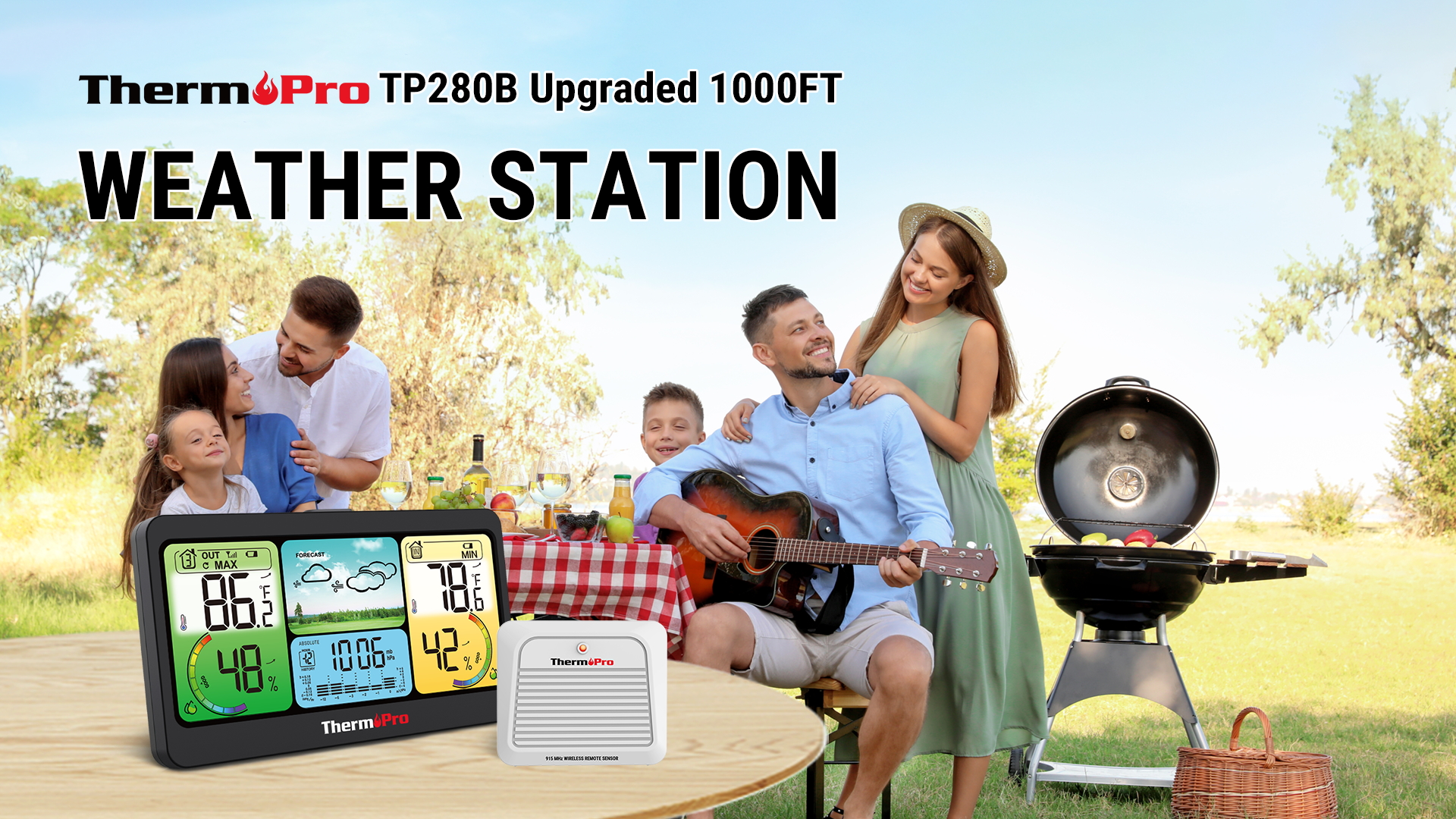 Snapklik.com : ThermoPro TP280 1000FT Home Weather Stations Wireless Indoor Outdoor Thermometer ...