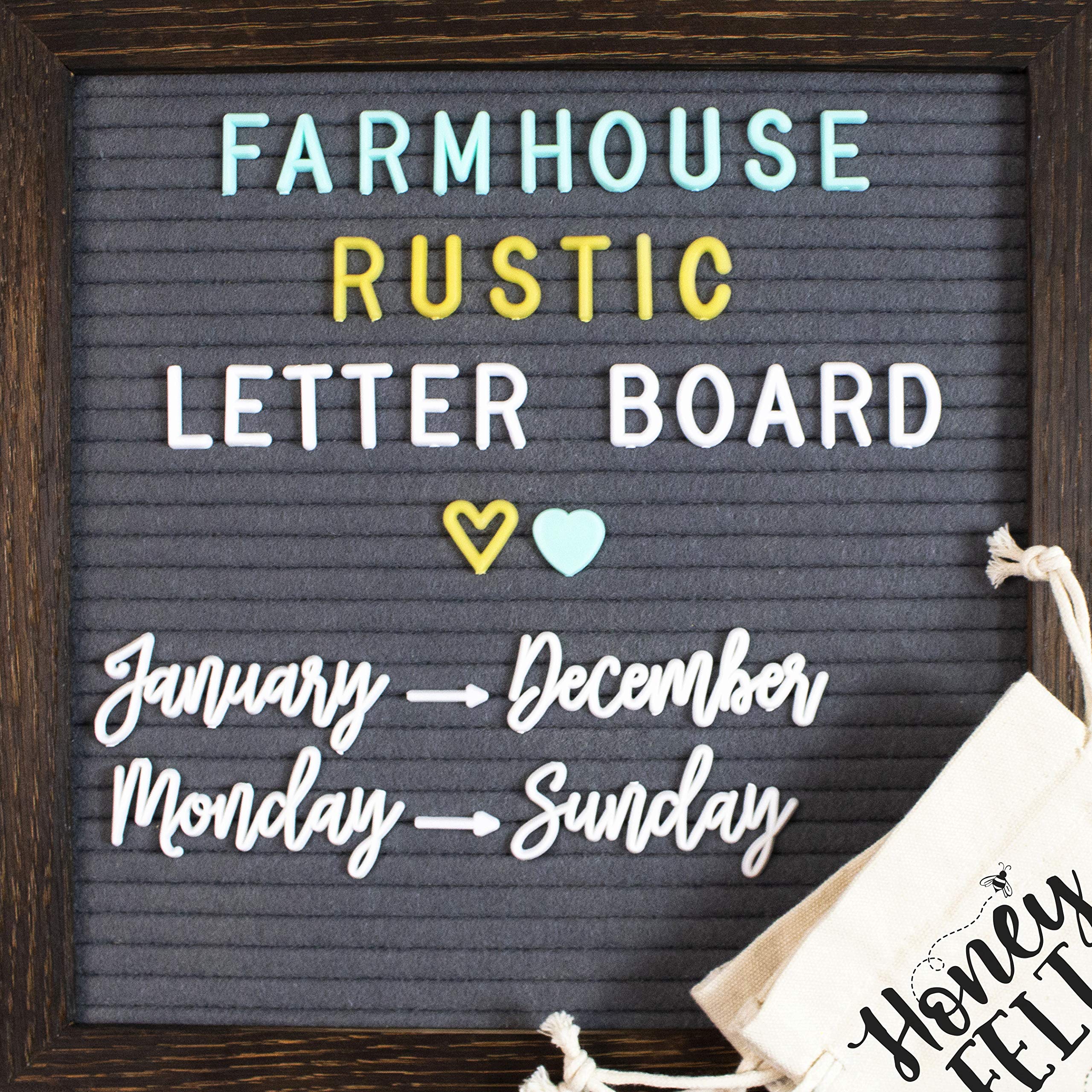 Buy Rustic Wood Frame Gray Felt Letter Board 10x10. 723 Changeable ...