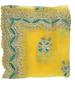 Amazon.com: Aditri Creation Yellow Large Work Chunari Netted Cloth Pooja Chunari (Size :- 18 ...