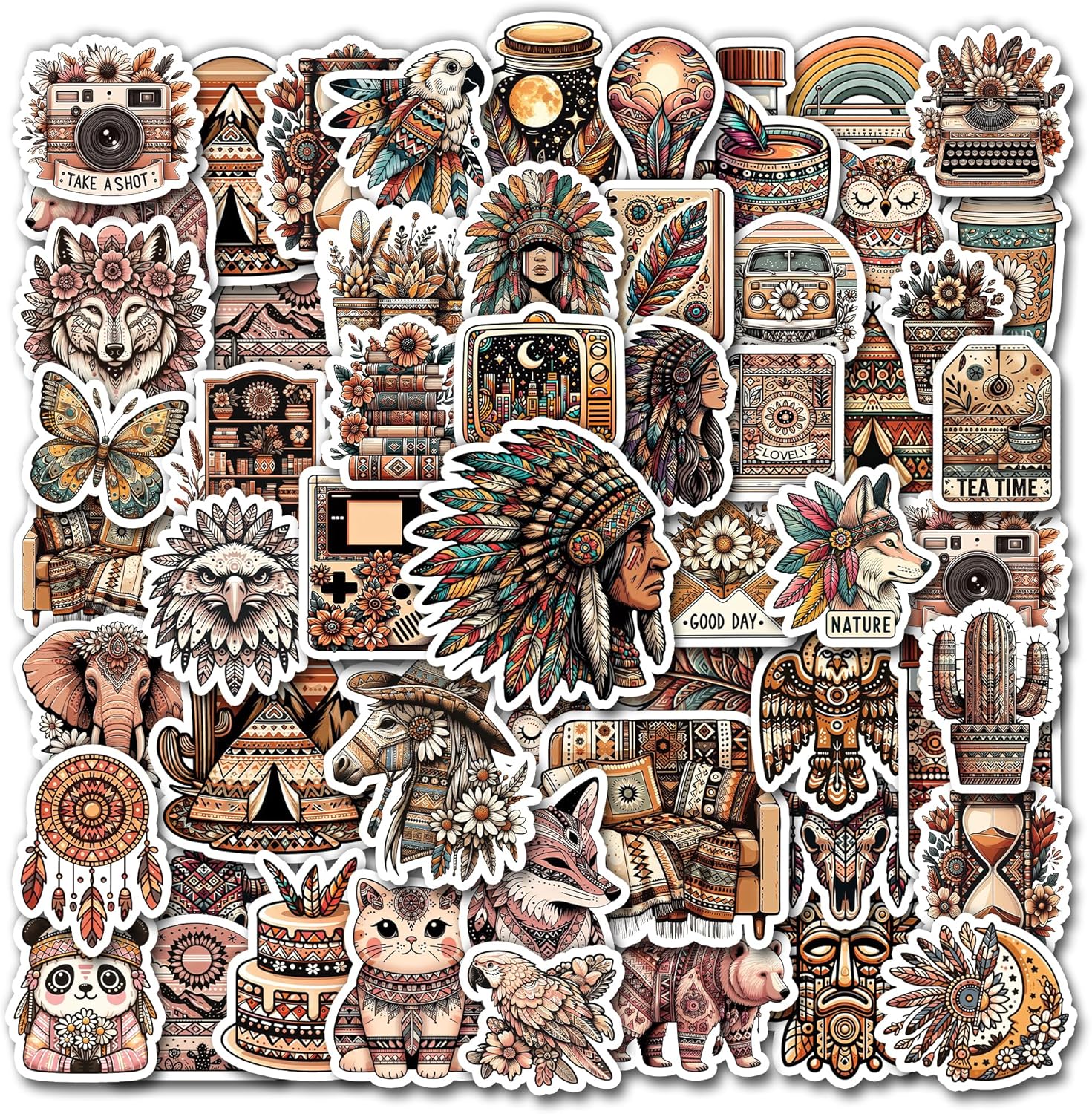 Amazon.com: BIGZORO Pack 50 PCS Colorful Stickers Print Waterproof ...