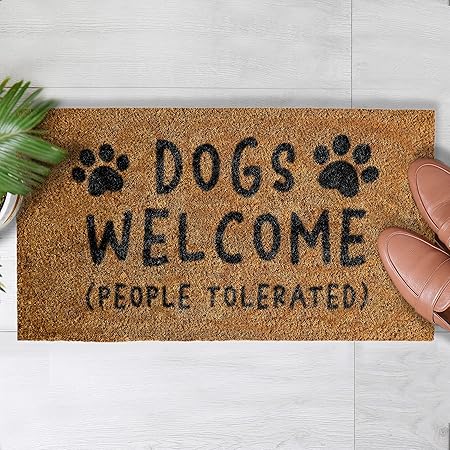 Amazon.com: Collections Etc Dogs Welcome People Tolerated Funny Front ...