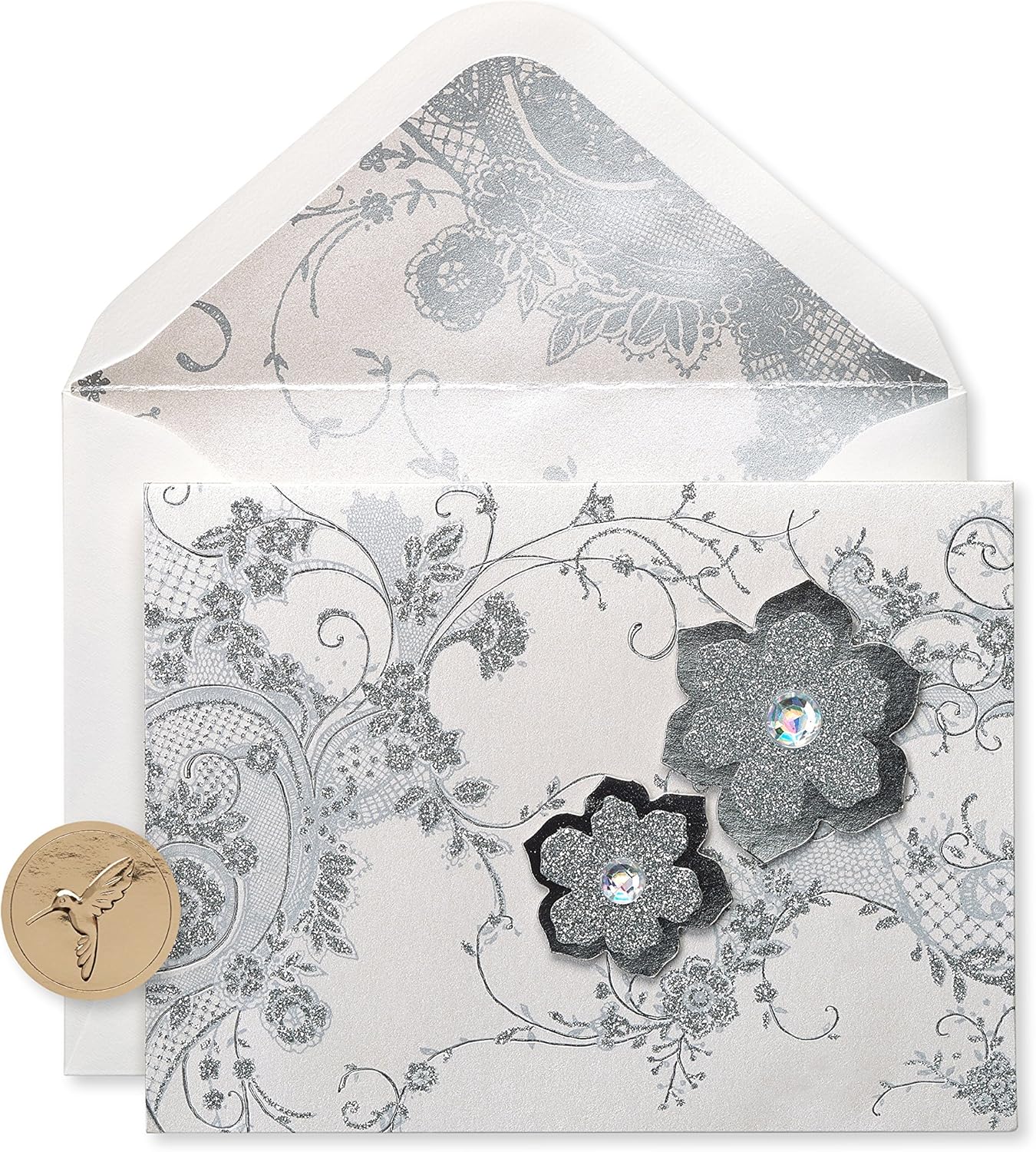 Papyrus Blank Cards with Envelopes, Lace and Flowers with Glitter (8 ...