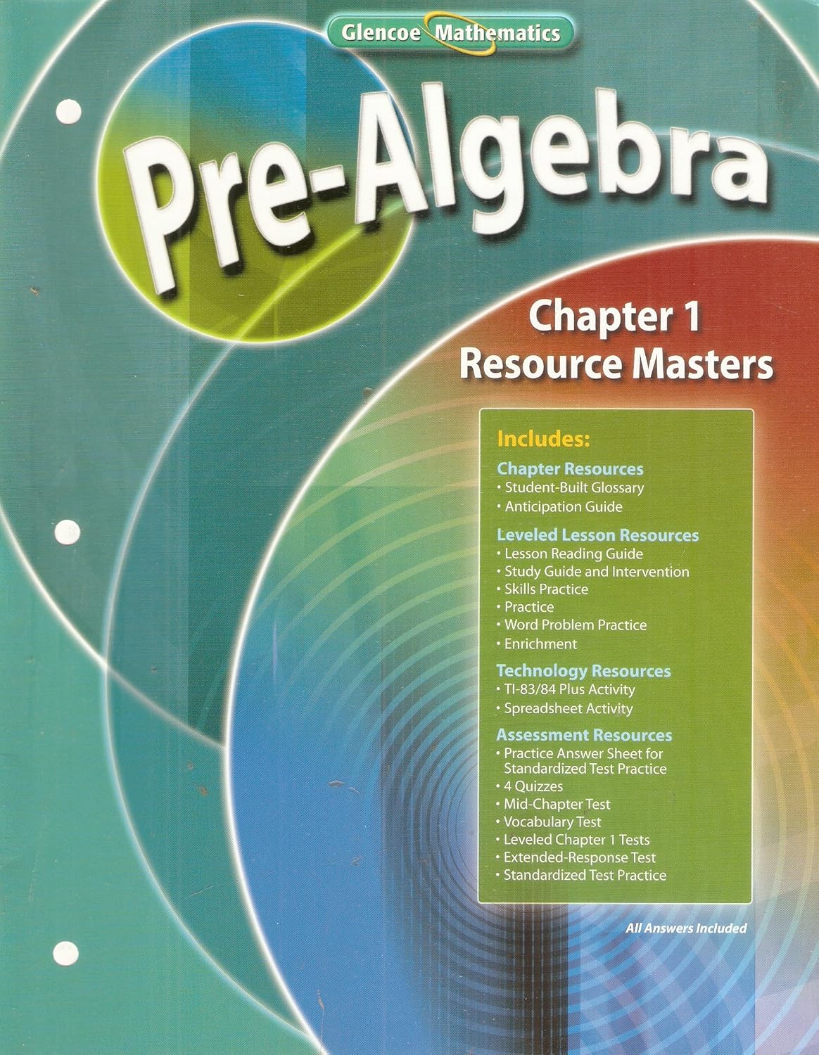 Glencoe Mathematics Pre-Algebra Chapter 1 Resource Masters: Berchie ...