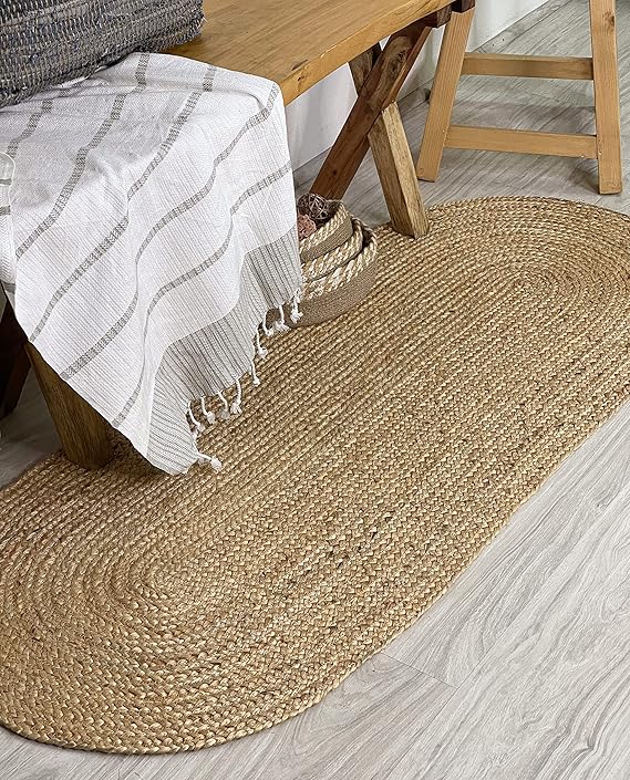 Amazon.com: Chardin home Jute Braided Boho Oval Runner Rug 2 x 5 ft ...