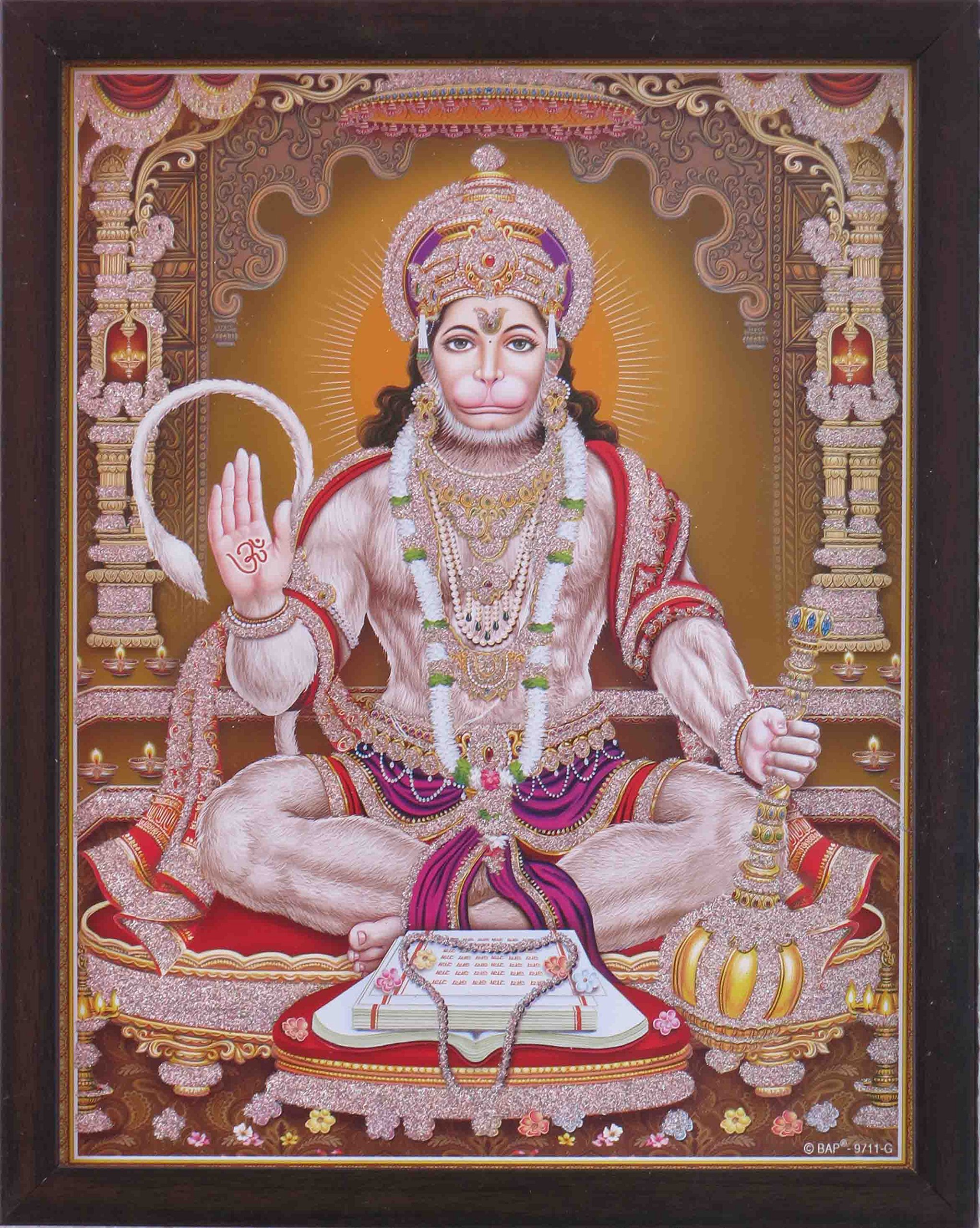 Buy HandicraftStore Lord Pawan Putra Hanuman giving blessings with Om ...