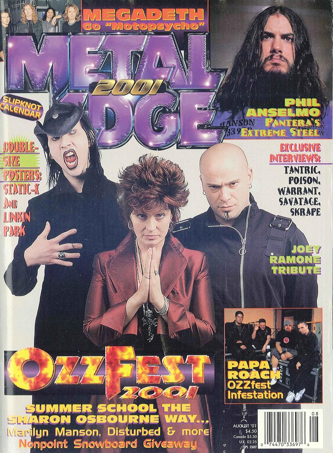 Metal Edge Magazine August 2001 Marilyn Manson, Megadeth: Paul Gargano ...