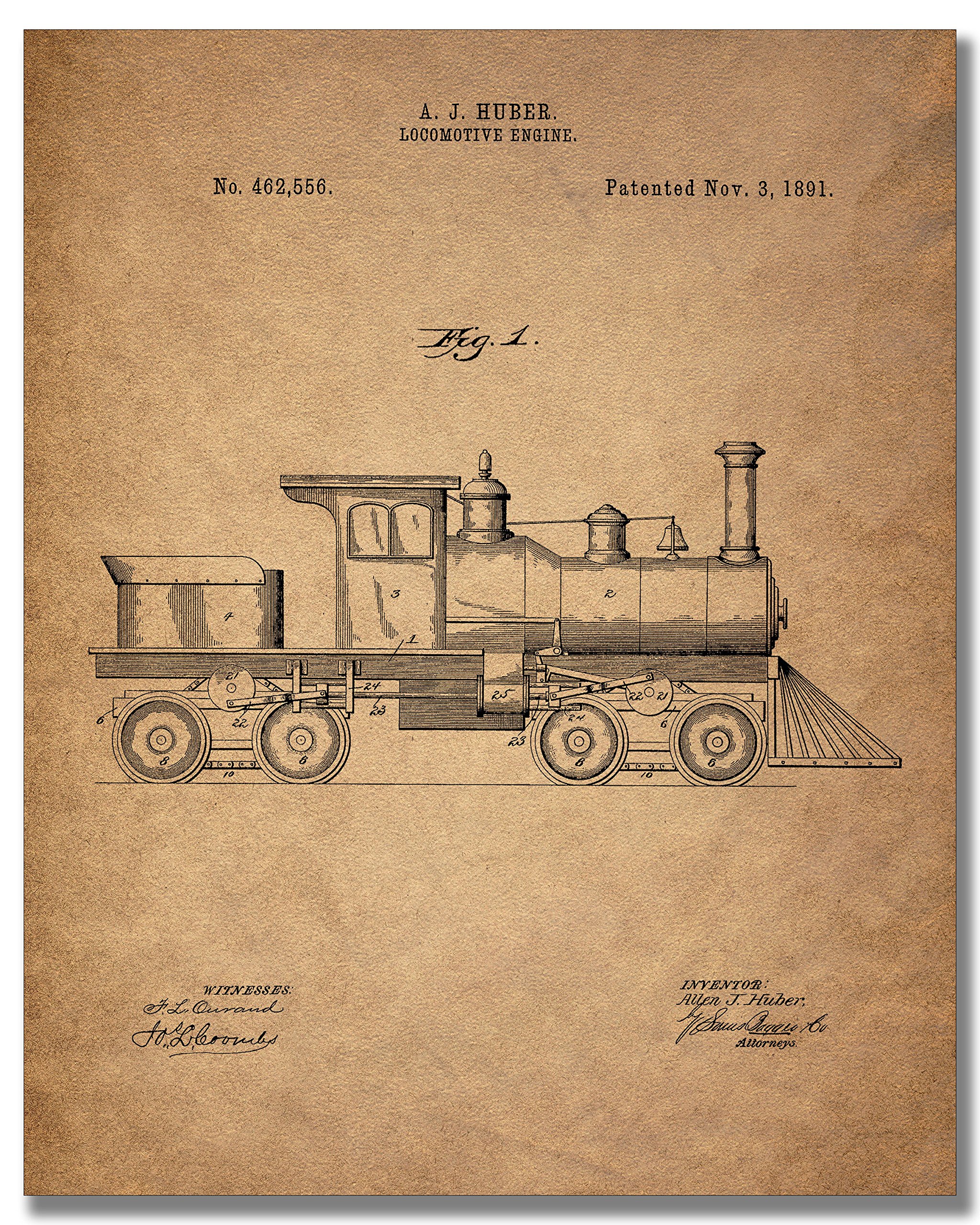 Snapklik.com : BigWig Prints - Railroad Train Patent Prints, Vintage ...